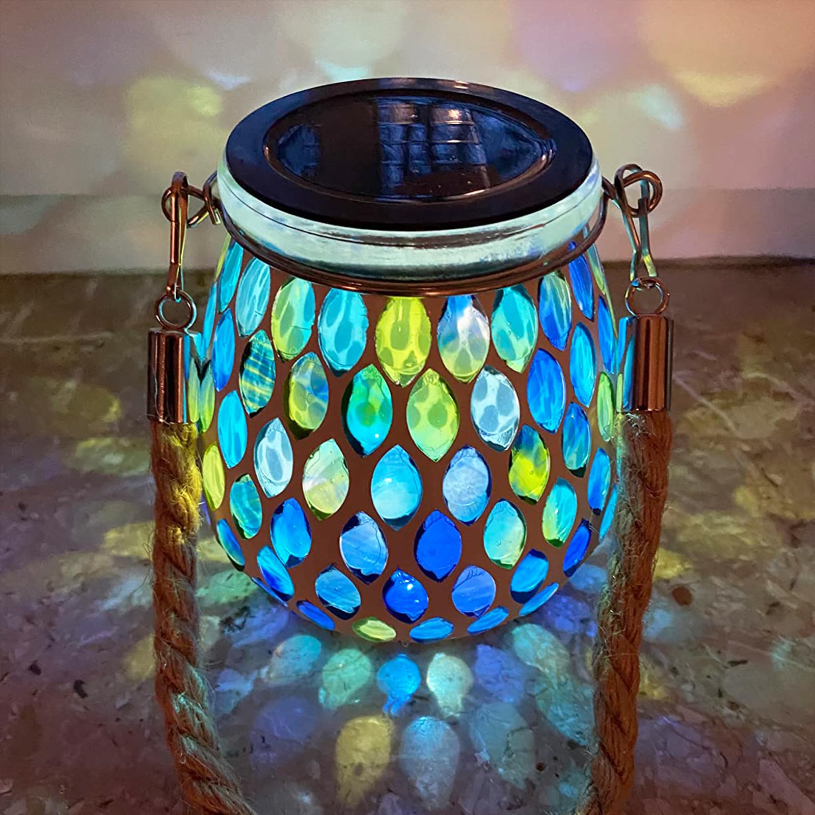TOTHDATE 1PCS Oval Mosaic Solar Lights Outdoor Garden, On/Off Glass ...