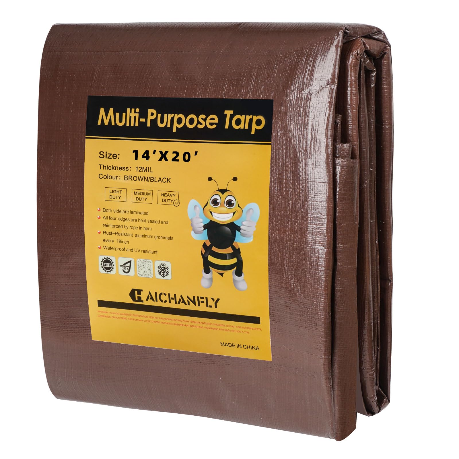 HAICHANFLY Heavy Duty Double-Sided Waterproof Poly Tarp 14x20 Feet ...
