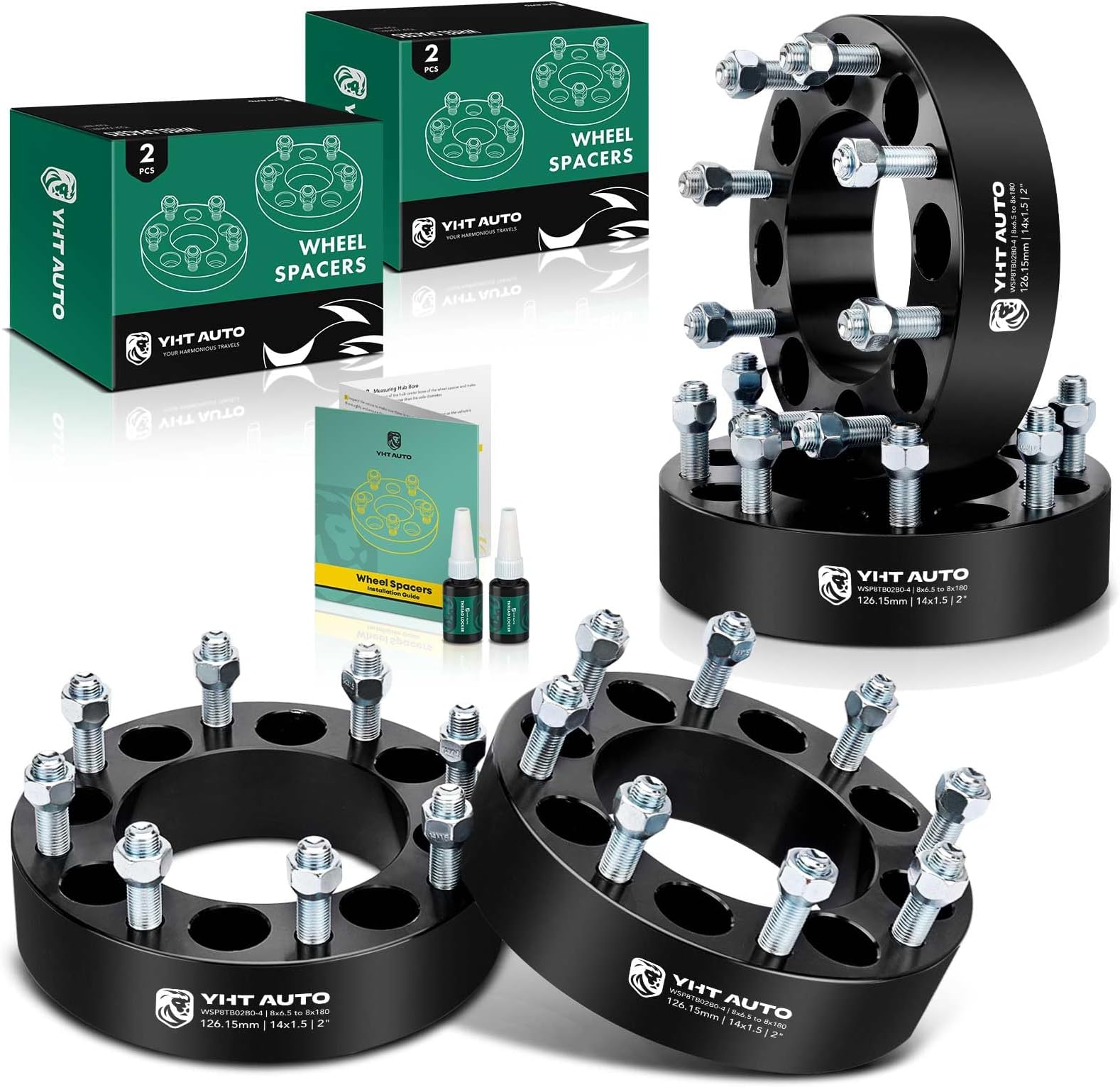 Amazon.com: YHTAUTO 8x6.5 inch to 8x180mm Wheel Adapters 2 inch Fits ...