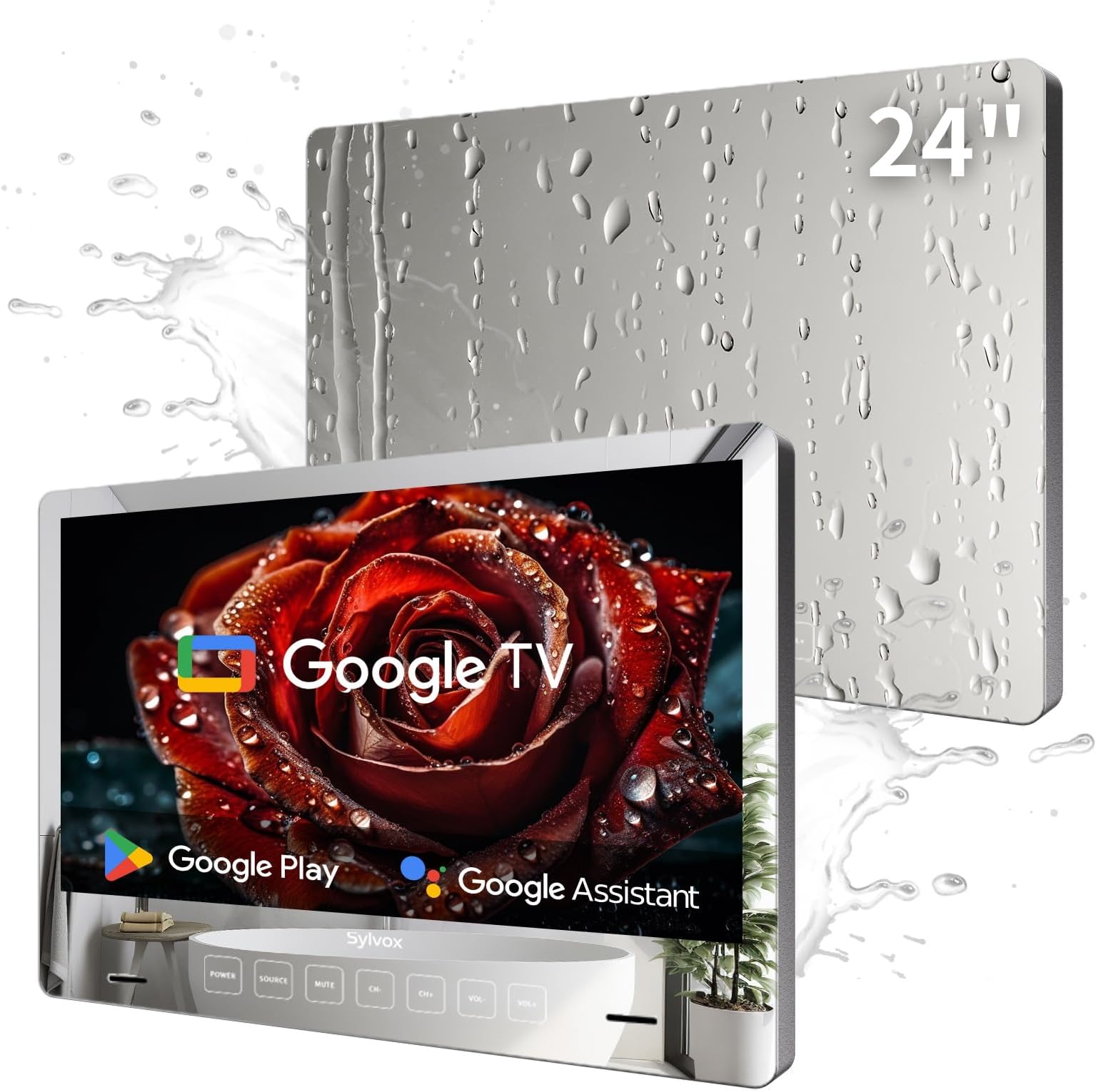 Amazon.com: SYLVOX 24 inch Bathroom TV, 1080P Smart Mirror TV Google ...