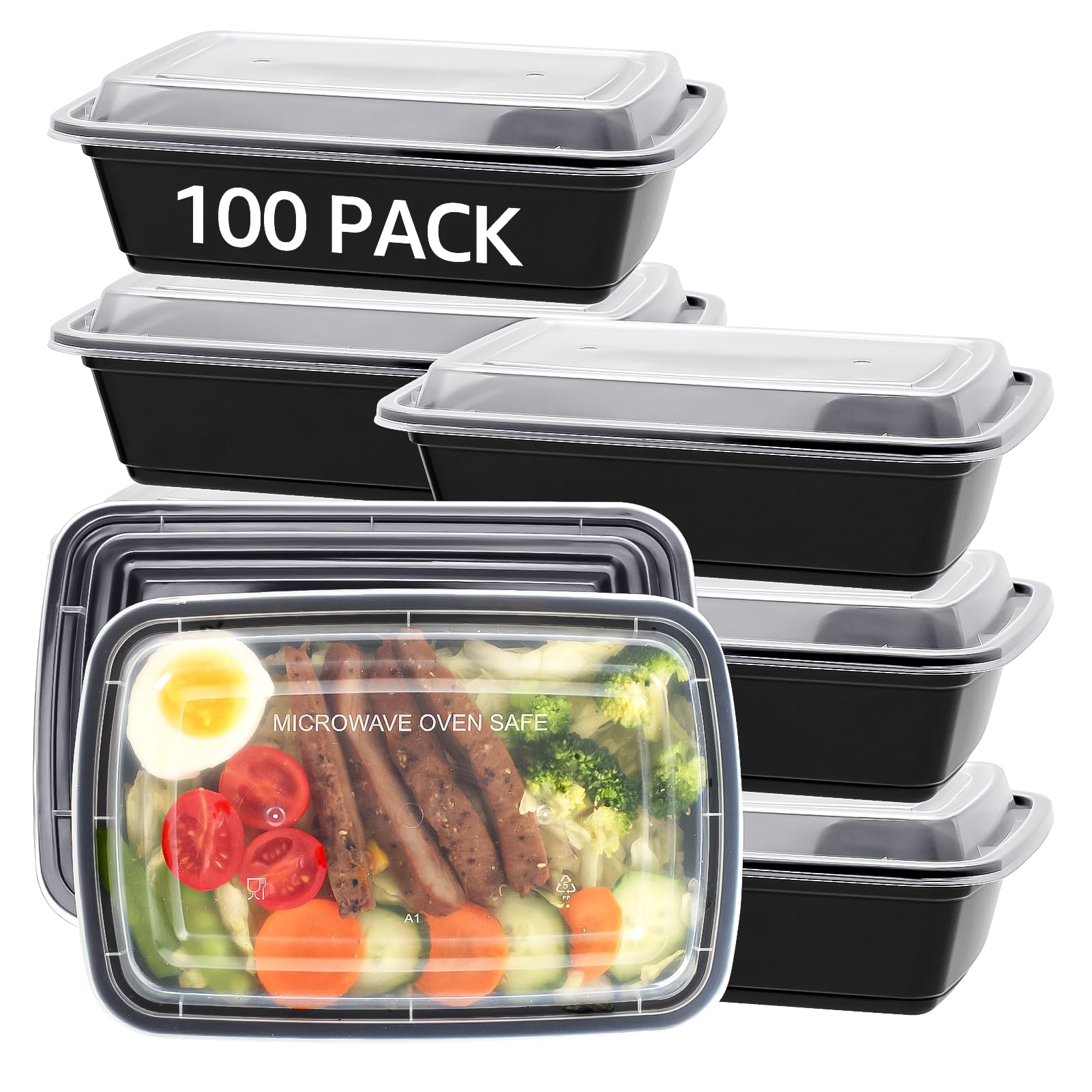 Amazon.com: 50 PACK, 24 oz. Meal Prep Containers, Extra Large & Thick ...