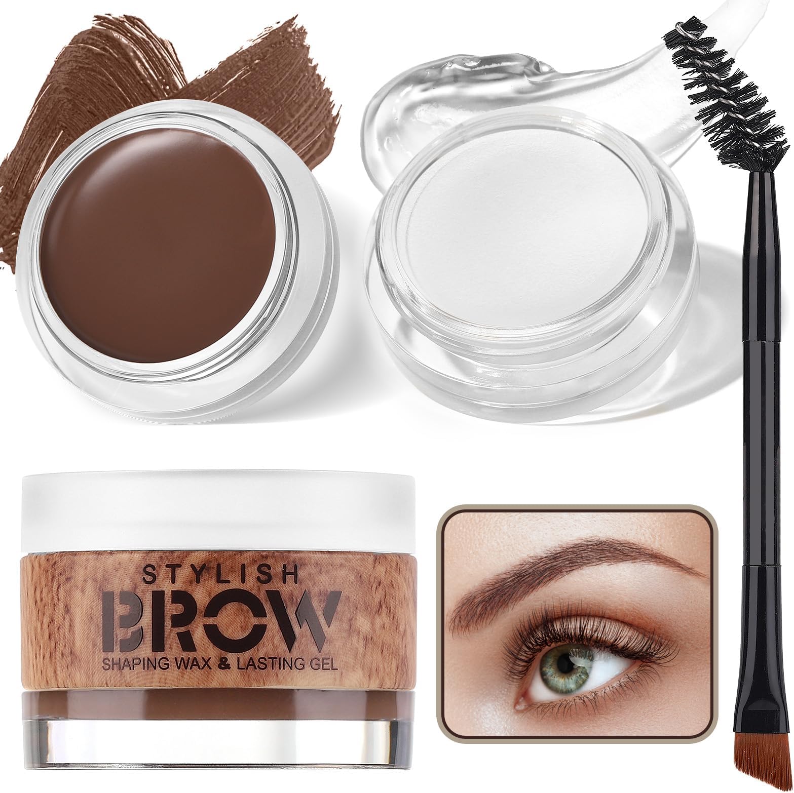 Amazon.com : Eyebrow Makeup Kit, 2 in 1 Brow Gel With Styling Wax ...