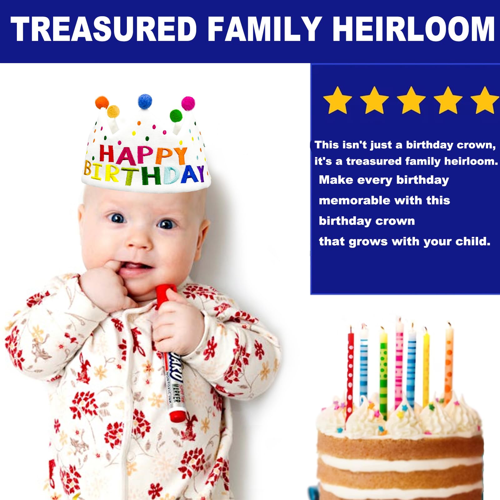 Snapklik.com : Rainbow Happy Birthday Crown, Reusable Birthday Hats ...