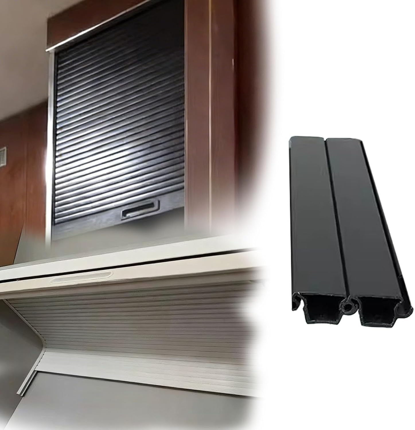 Black Tambour Door for Kitchen Cabinet, Pull-Down Retractable Roll Up ...