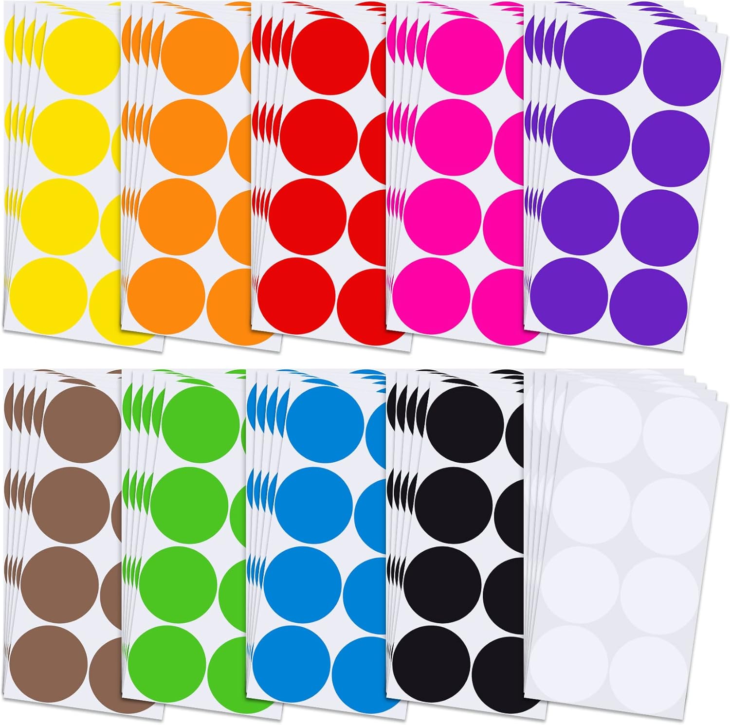 Amazon.com : 400 PCS 2 Inch Colored Labels Round Stickers, PAGOW Round ...