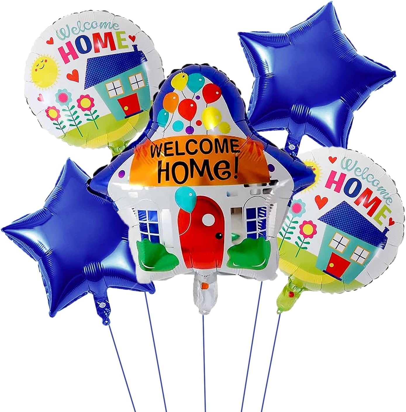 Amazon.com: JANSONG 5PCS Welcome Home Balloons Blue Star Foil Mylar ...