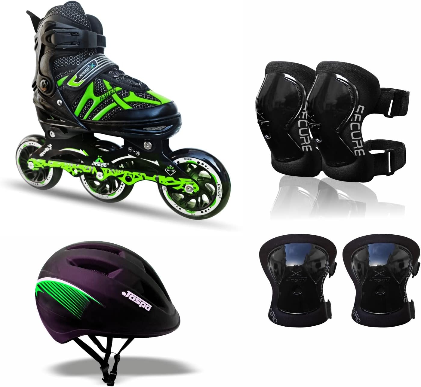 JASPO Radar Hydra-MAX Intact Adjustable Inline Shoe Skates Combo for ...