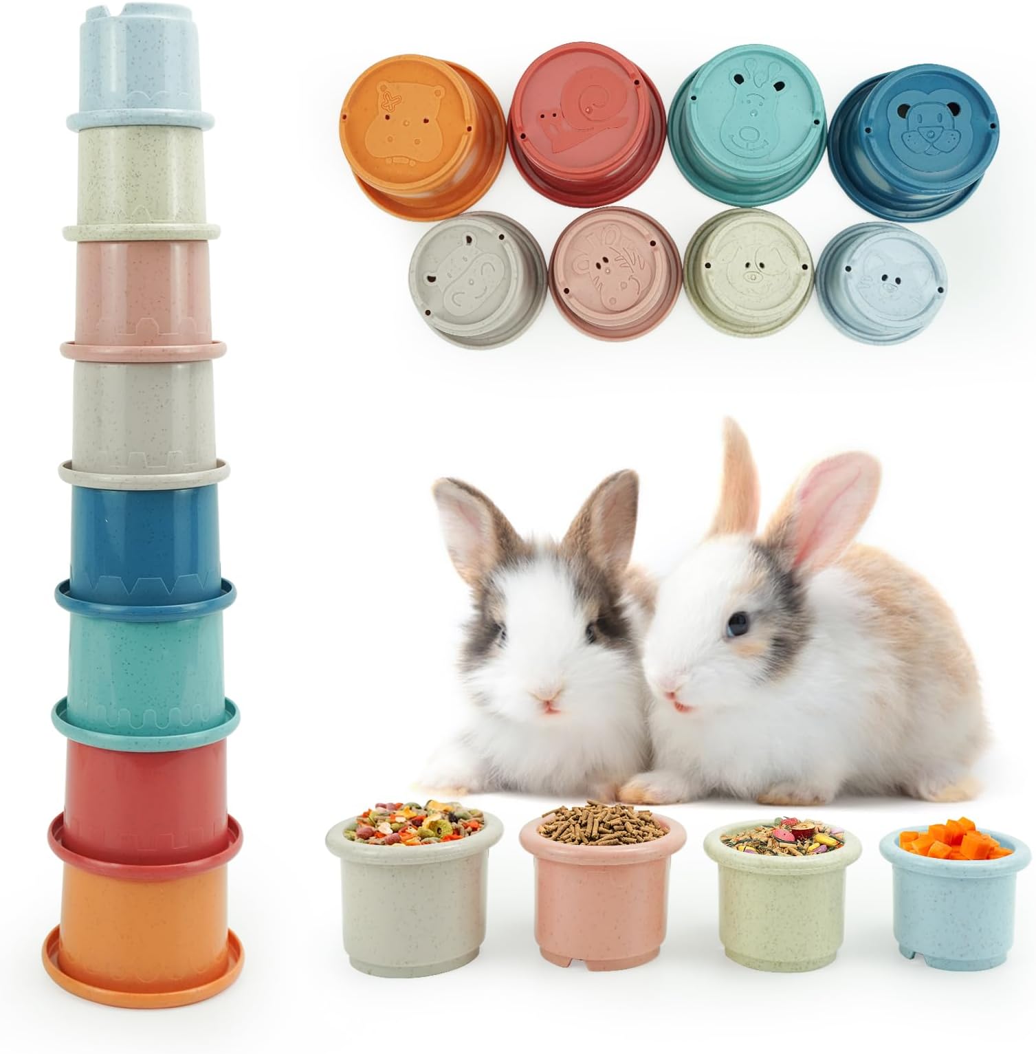 Amazon.com: 8 Pcs Stacking Cups for Rabbits Safe Plastic Rabbit Toys of ...