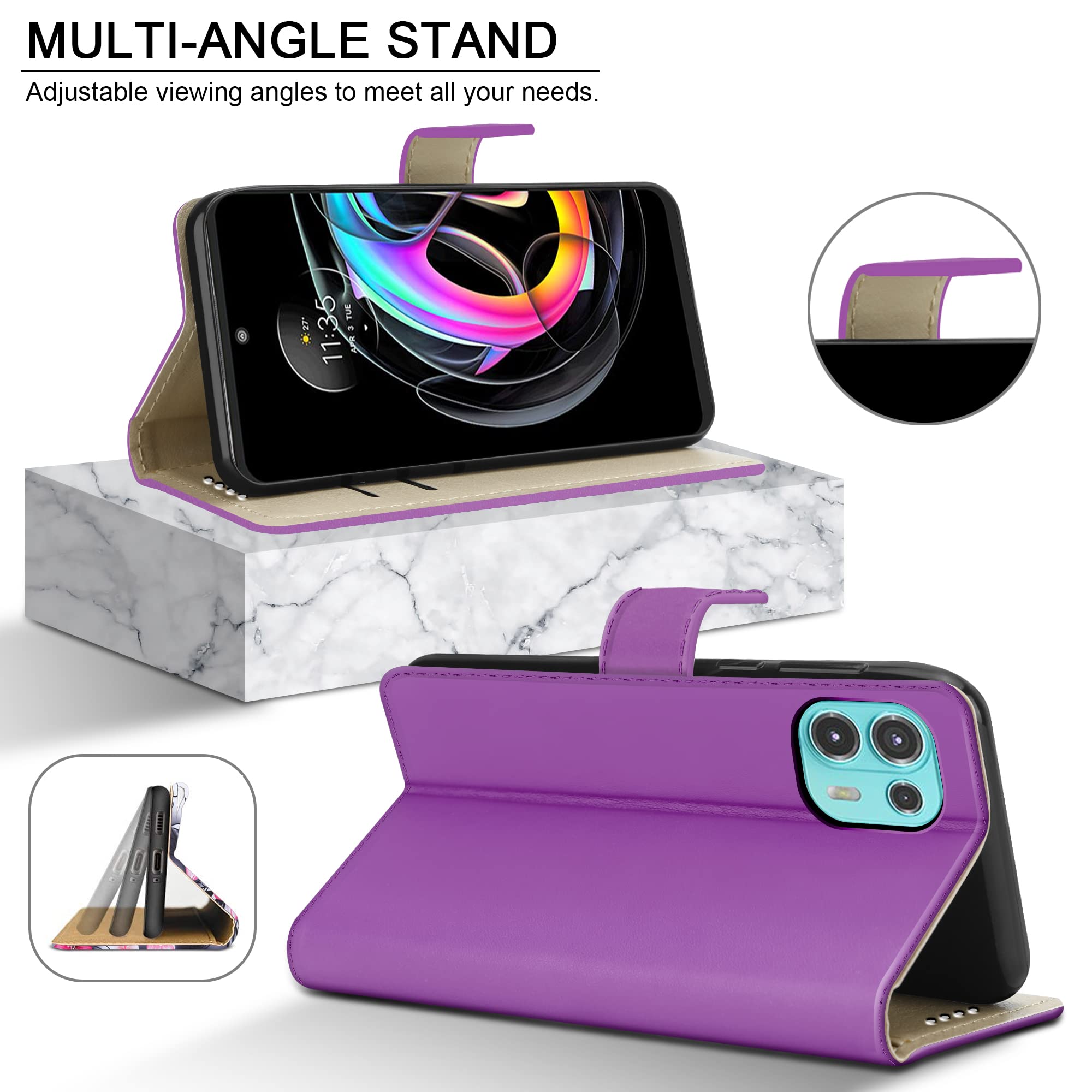 For Motorola Moto E13 G13 G23 G53 G73 E20 Case Leather Wallet Stand ...