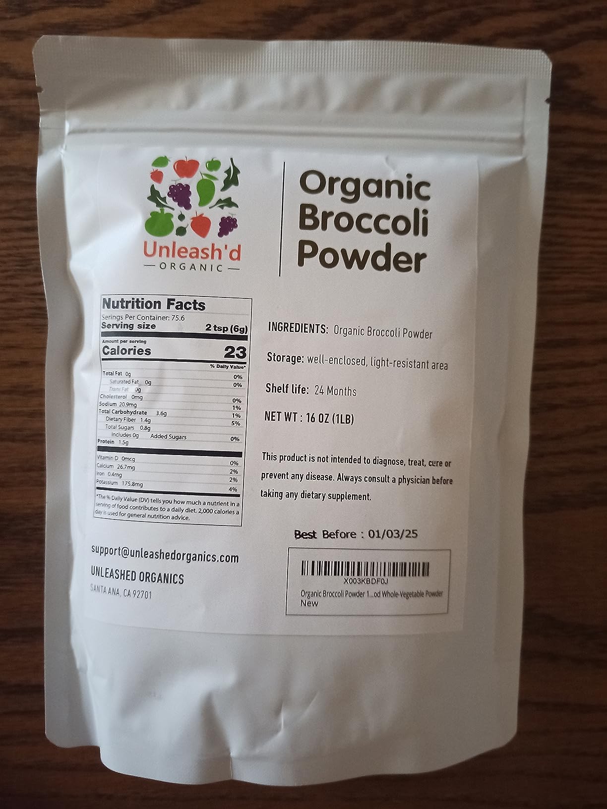 Amazon.com: UNLEASH'D ORGANIC Broccoli Powder 1 Pound, 100% Pure, Raw ...