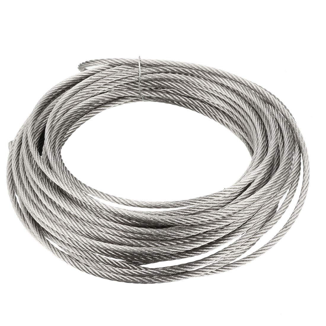 uxcell Stainless Steel Wire Rope Cable 3mm 0.12 inch Dia 39.4ft 12m ...