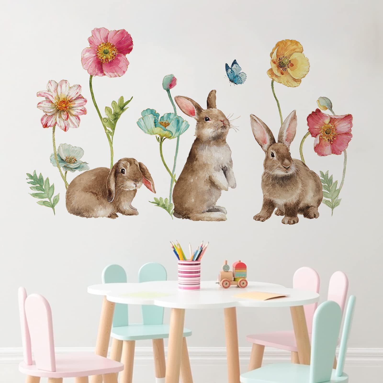Amazon.com: 4 Pieces 3D Wall Stickers,Realistic Rabbit Stikers,Hole ...
