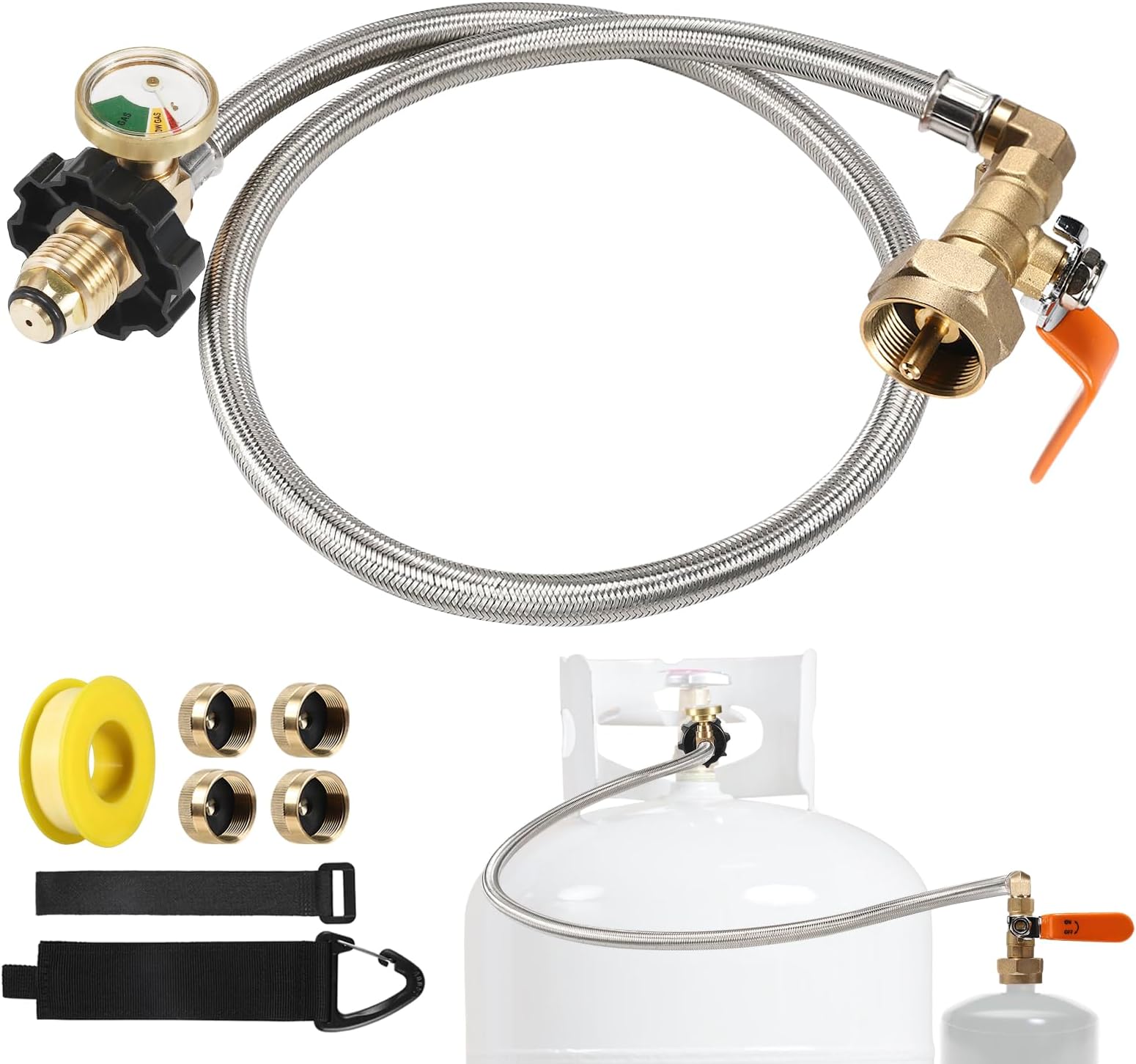 Amazon.com : GUOFALDE Propane Refill Adapter with Gauge, 3FT POL ...