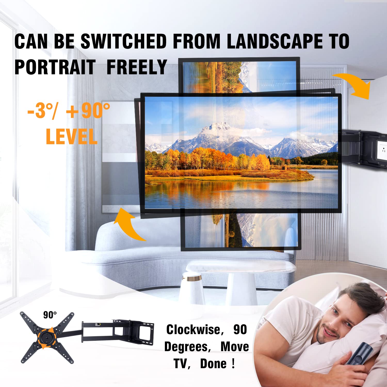 Long Arm TV Wall Mount Heavy Duty, Portrait TV Mount,Outdoor TV Wall ...