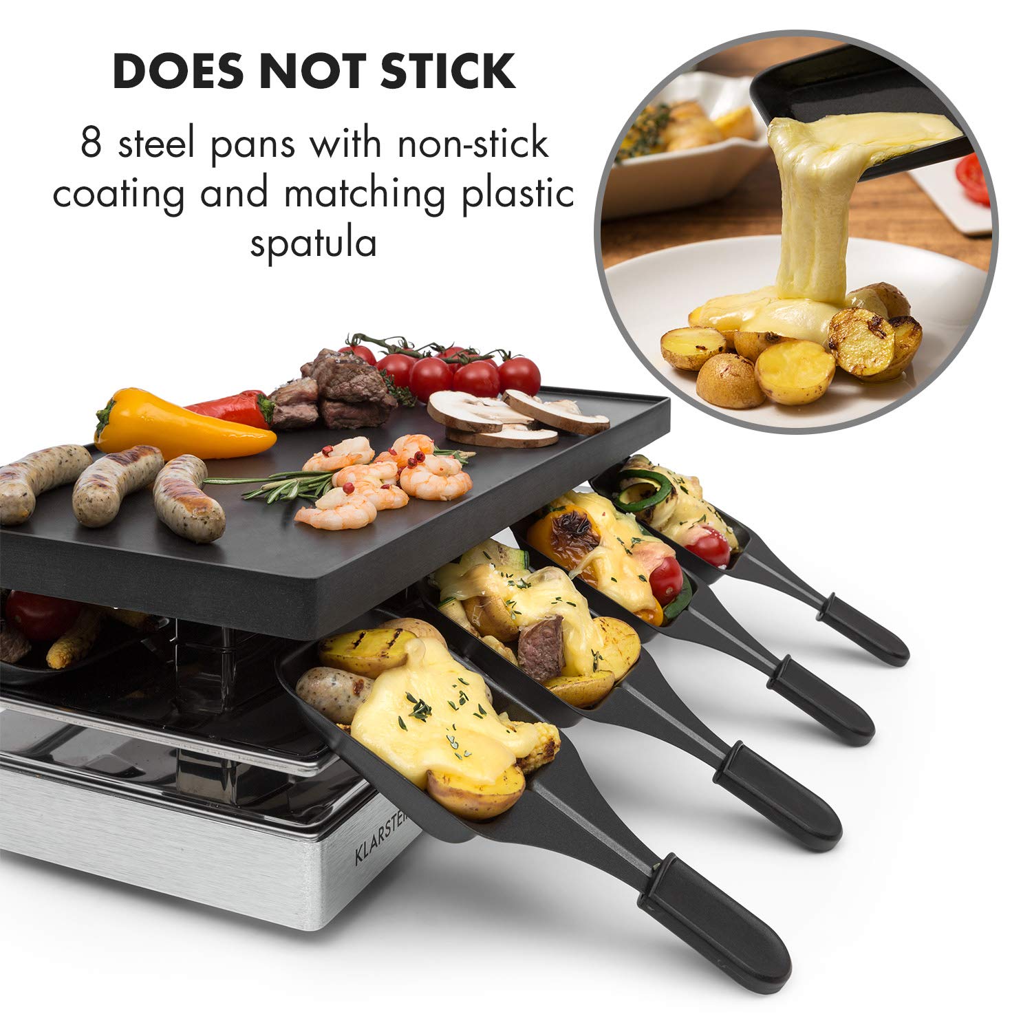 Klarstein Gourmette raclette with Aluminum Grill Plate - raclette Grill ...