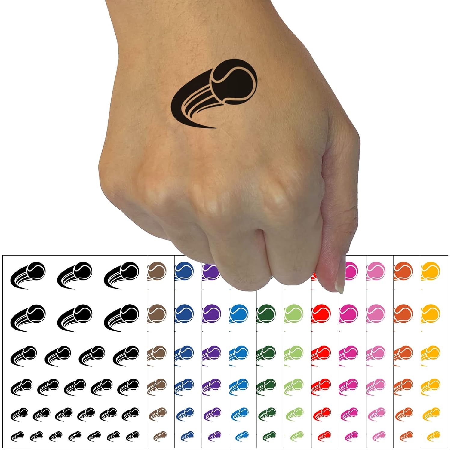 Amazon.com : Tennis Ball in Motion Sports Temporary Tattoo Water ...
