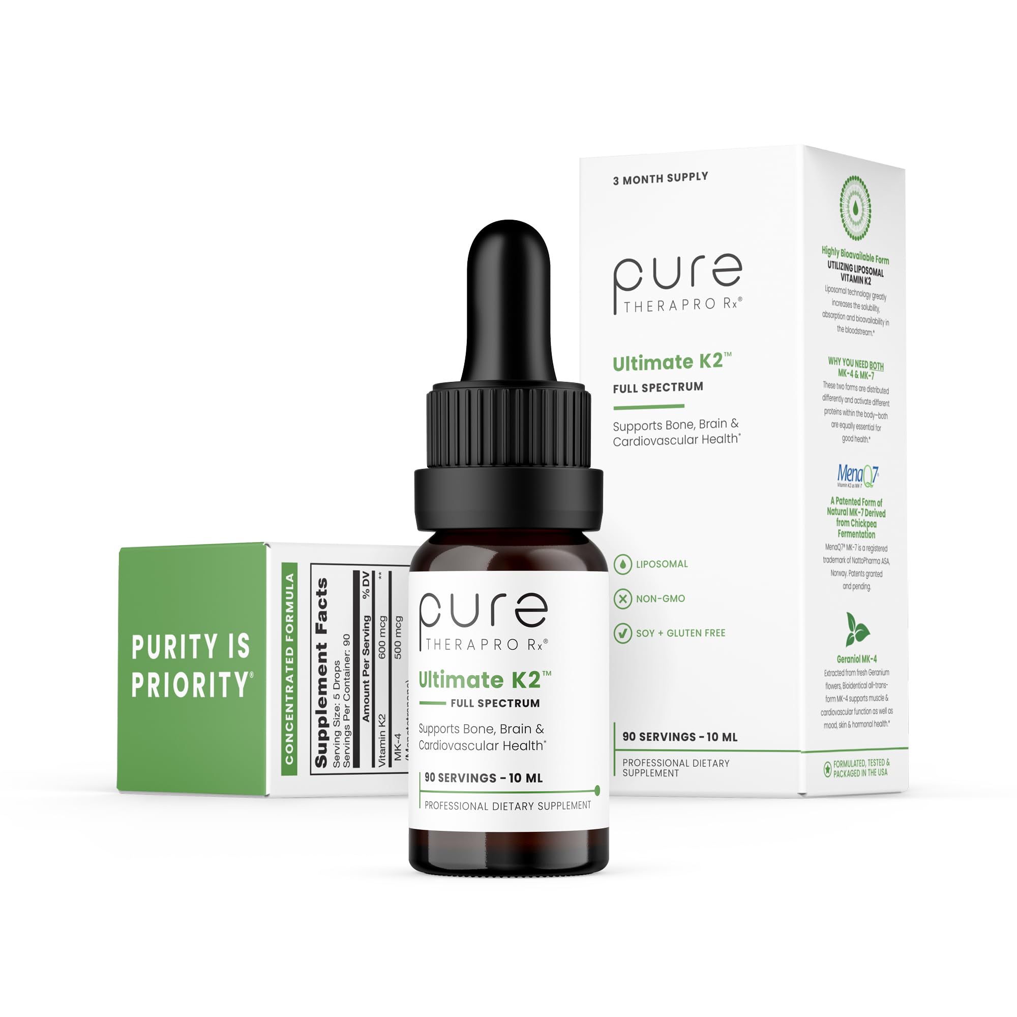 Amazon.com: Pure TheraPro Rx Ultimate K2 Supplement | Liquid Liposomal Vitamin K2 Drops | 90 ...
