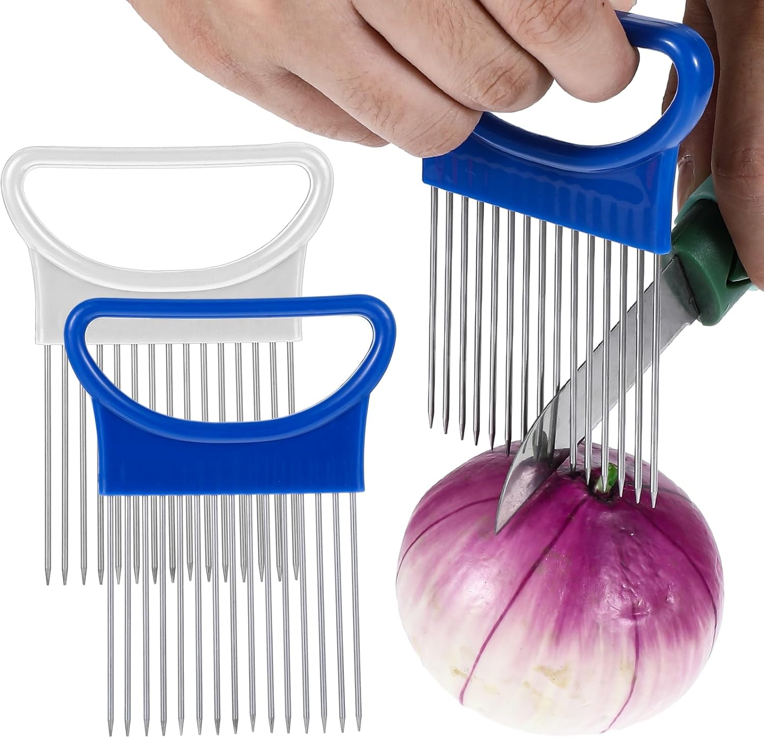 Amazon.com: 2Pcs Onion Cutter,Stainless Steel Onion Holder for Slicing ...