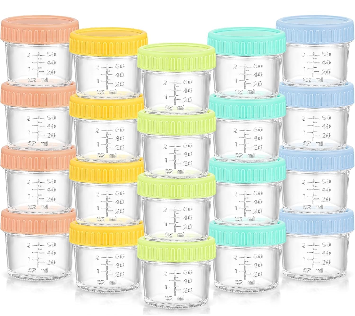 20 Pack Glass Baby Food Containers, 4 Oz Glass Baby Food Storage Jars ...
