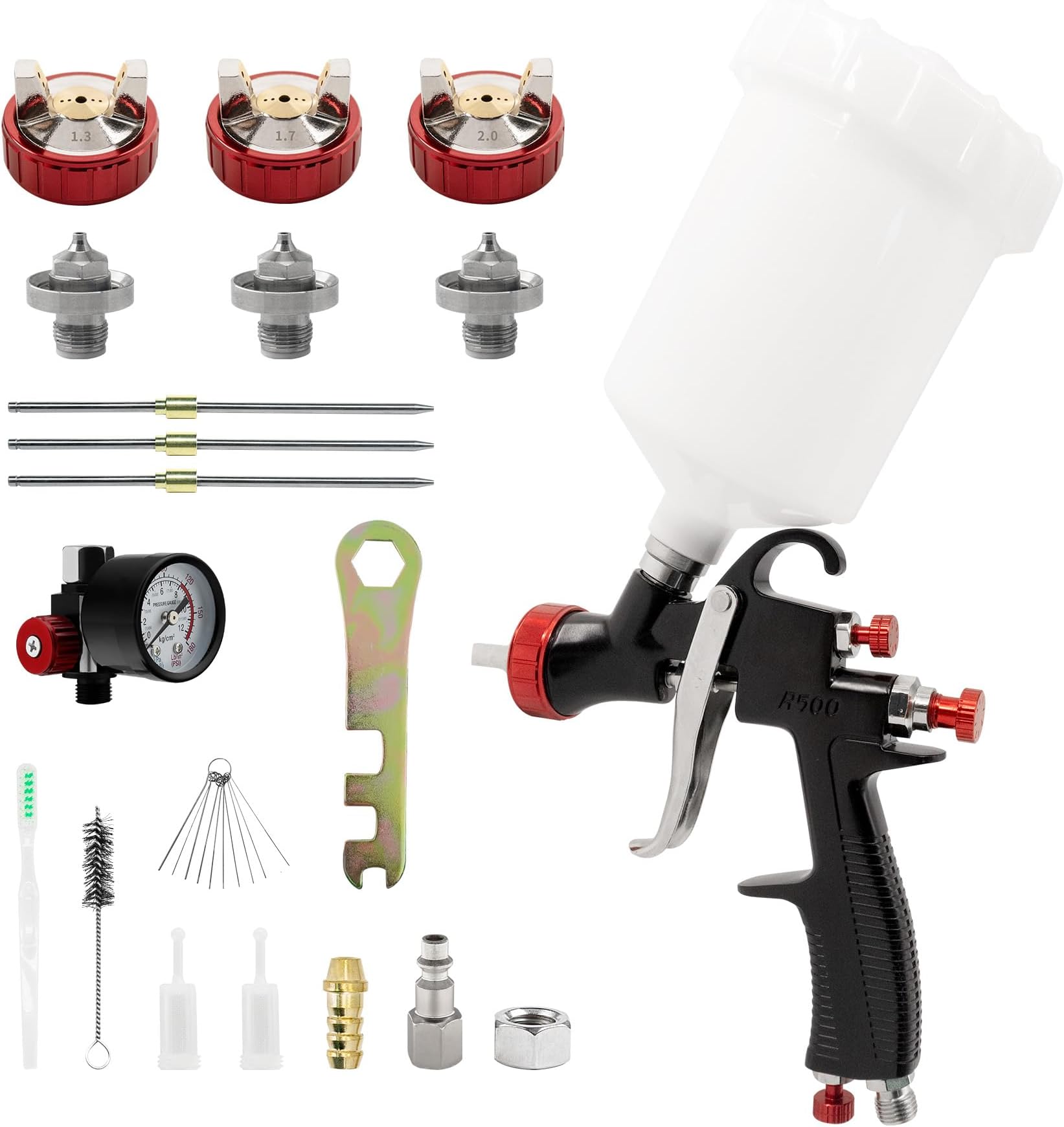 Amazon.com : LVLP Air Spray Gun Premium Kit with 1.3/1.5/1.7mm Nozzle ...