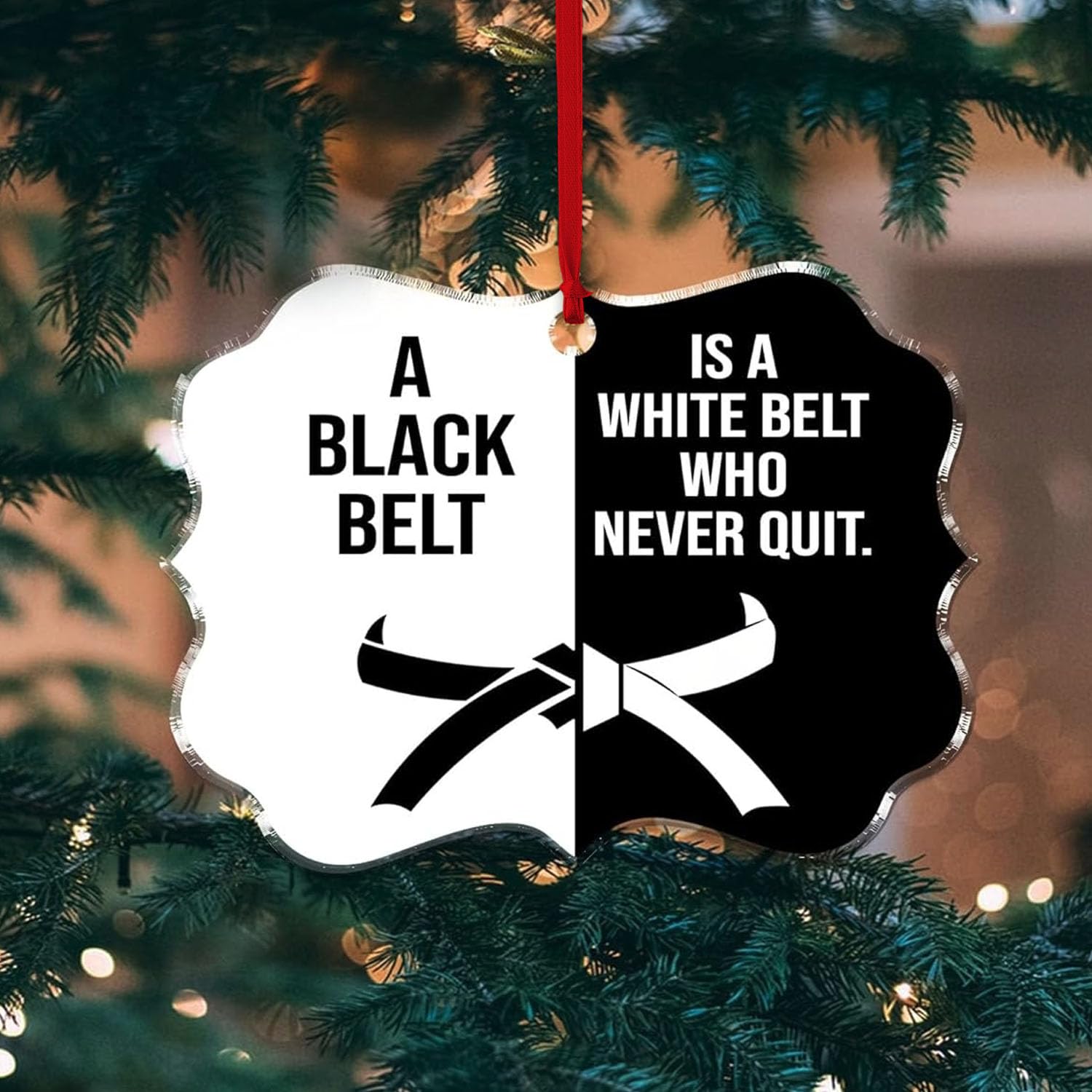 Amazon.com: A Black Belt is A White Belt Ornament, Keepsake Martial ...