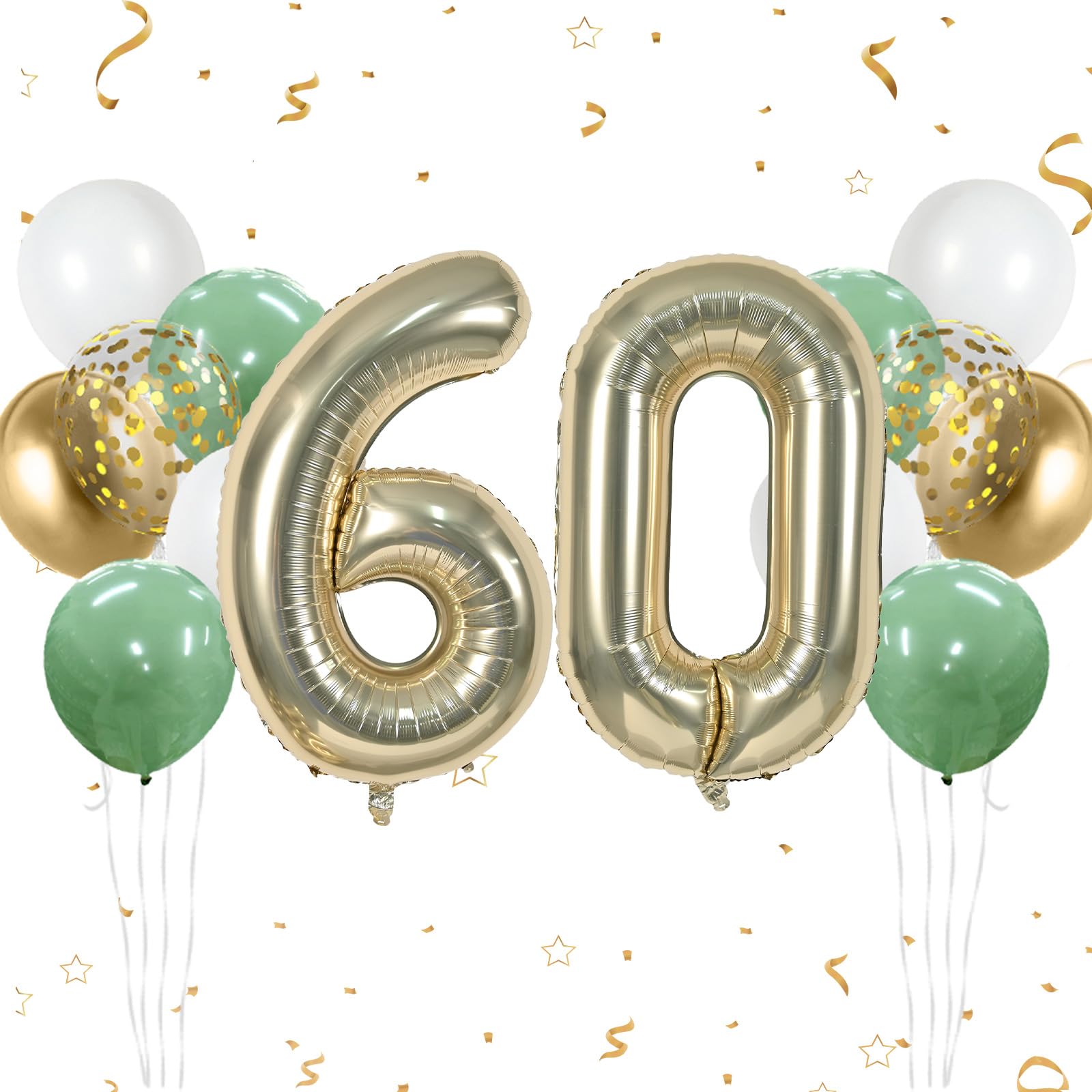 Snapklik.com : 40 Inch Gold Number 60 Balloons, Light Gold 60th ...