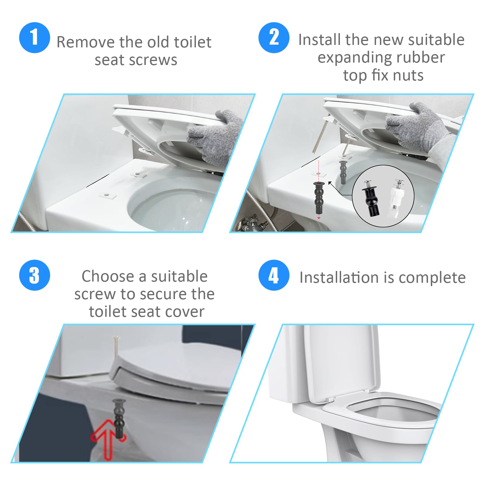 Snapklik.com : Universal Stainless Steel Toilet Seat Hinge Bolt Screws ...