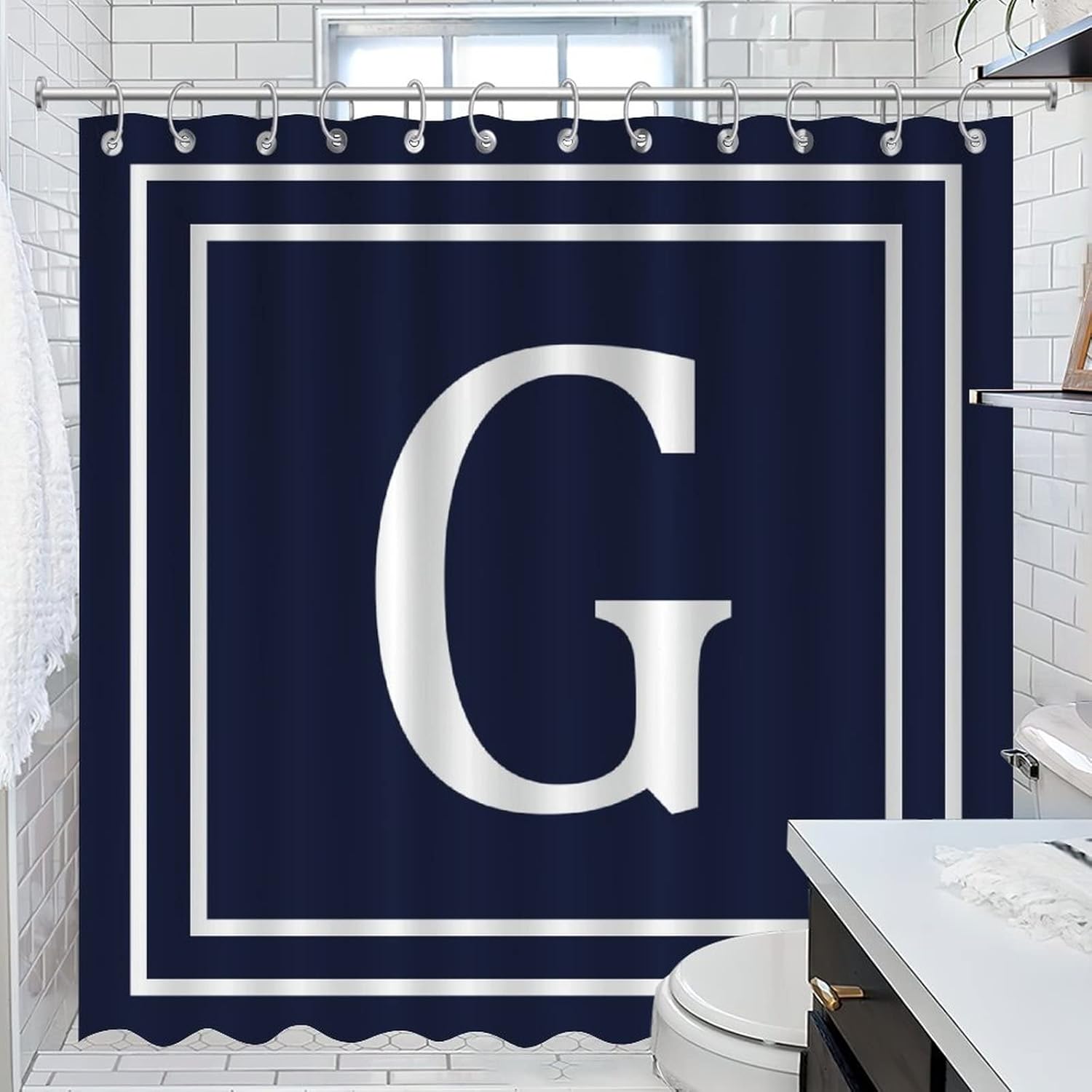 Amazon.com: COVOME Bathroom Shower Curtain Sets Initial Letter G ...