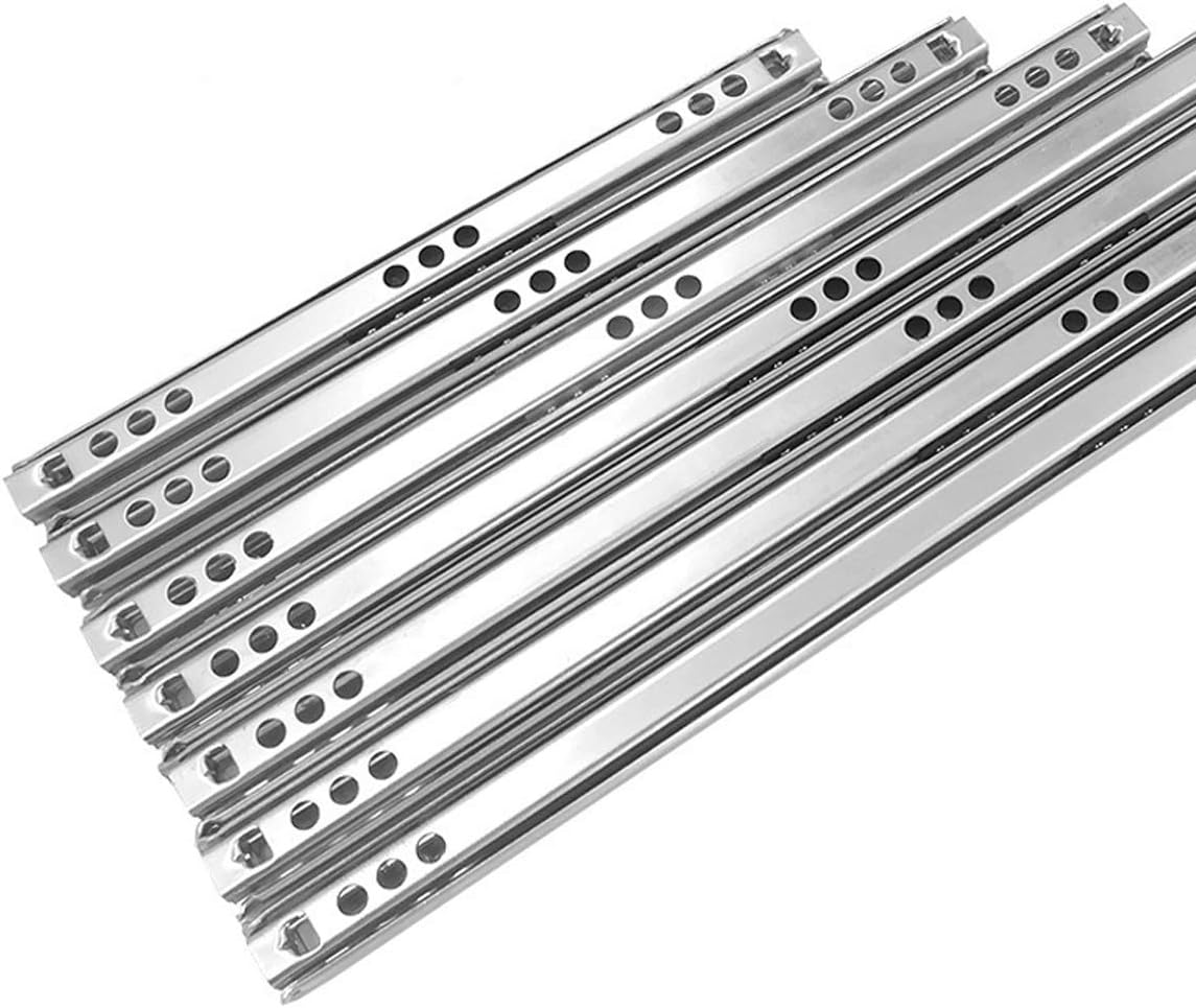 2Pcs Drawer Slides, 6 Sizes Ball Bearing Steel Drawer Runner for Files ...