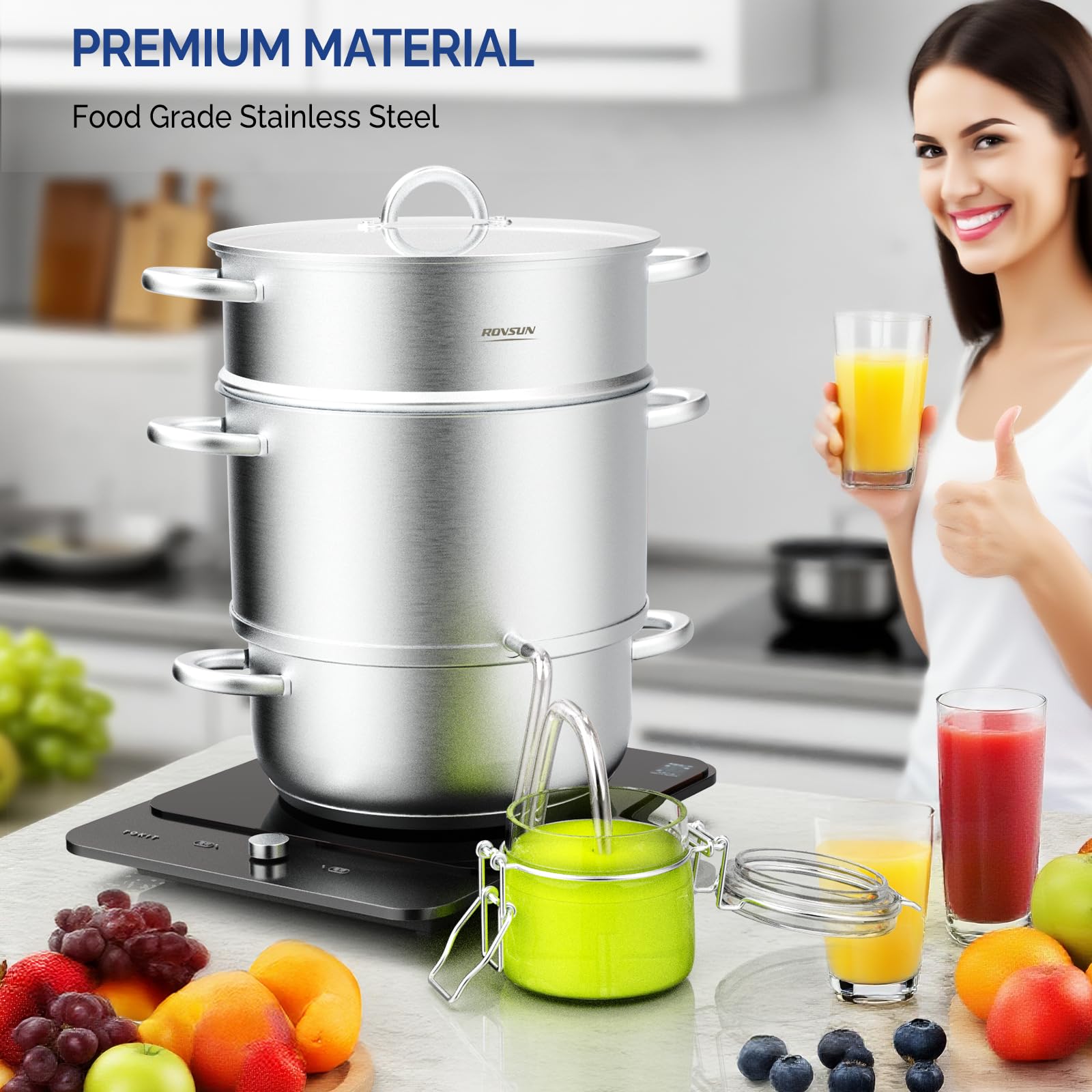 Snapklik.com : 11 Quart Juice Steamer Stainless Steel, Extractor Fruit ...