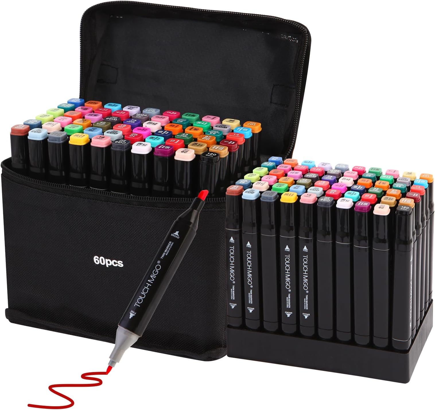 Amazon.com : Hyrrt 60 Colors Art Markers Pens, Dual Tips Alcohol ...