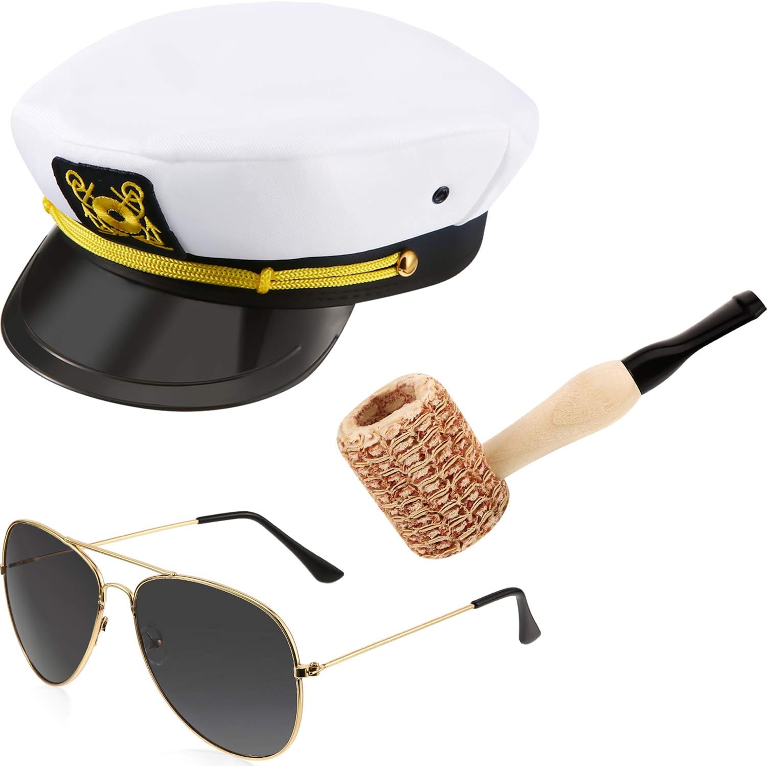 Amazon.com: Yacht Sailor Set Captain Hat Mini Corn Cob Sunglasses for ...
