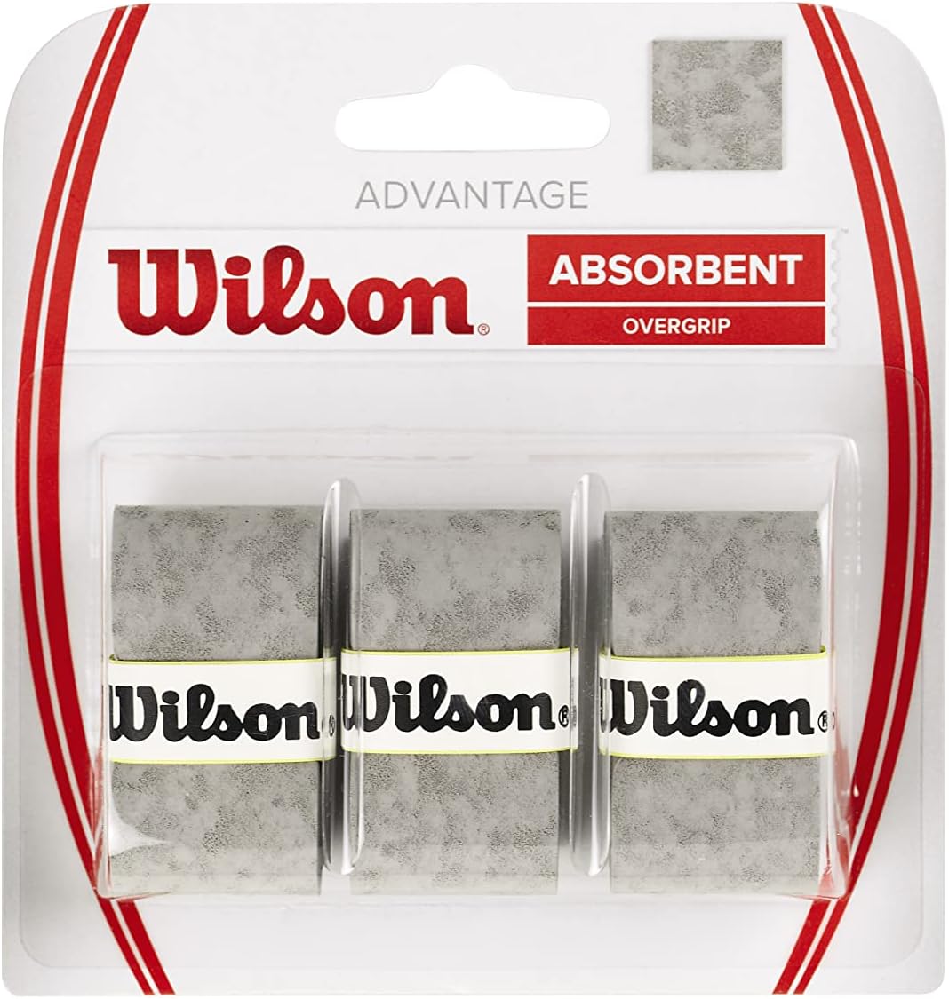 WILSON Advantage Tennis Racquet Over Grip (Pack of 3), Grey