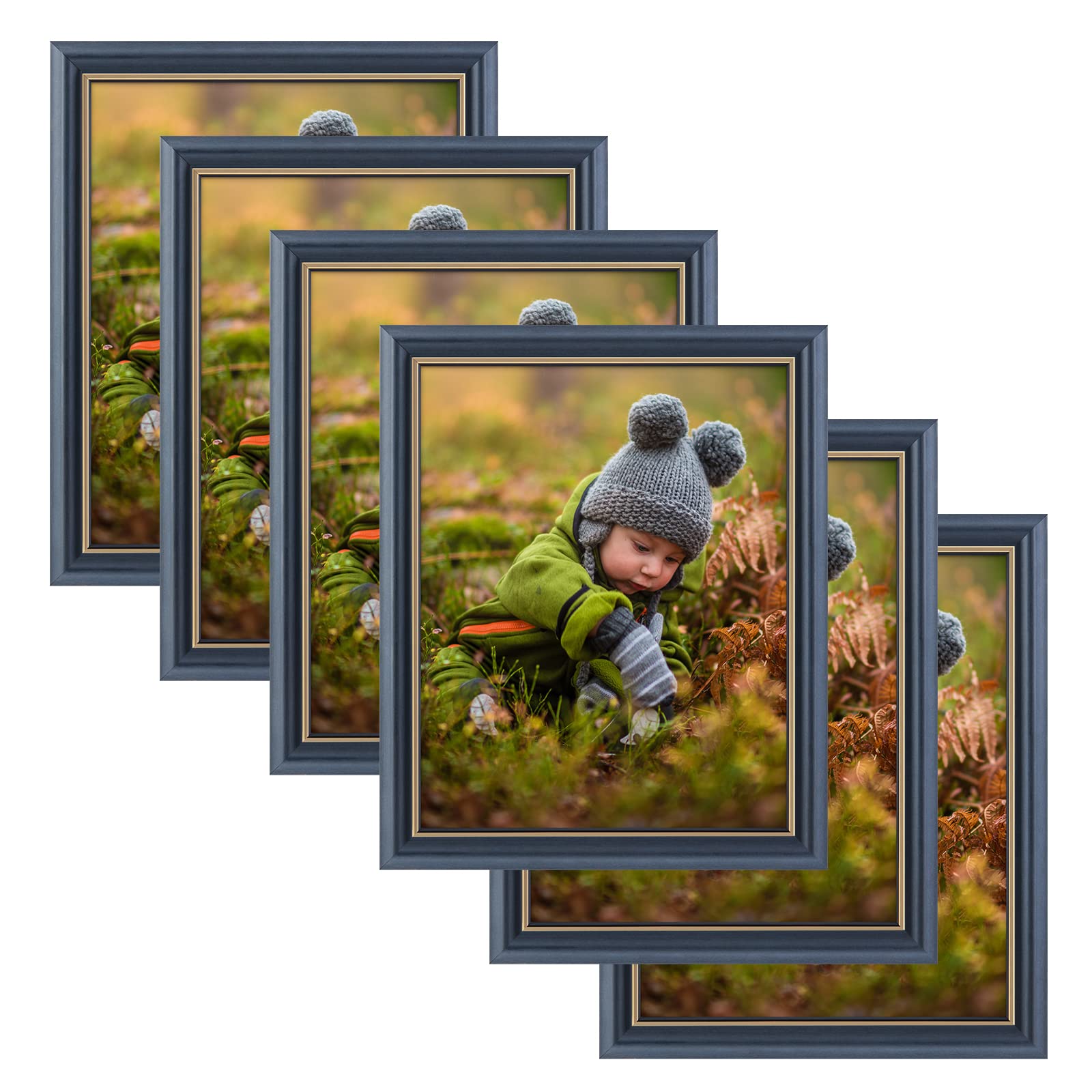 Snapklik.com : 8x10 Blue And Gold Floating Picture Frames Set Of 6 ...