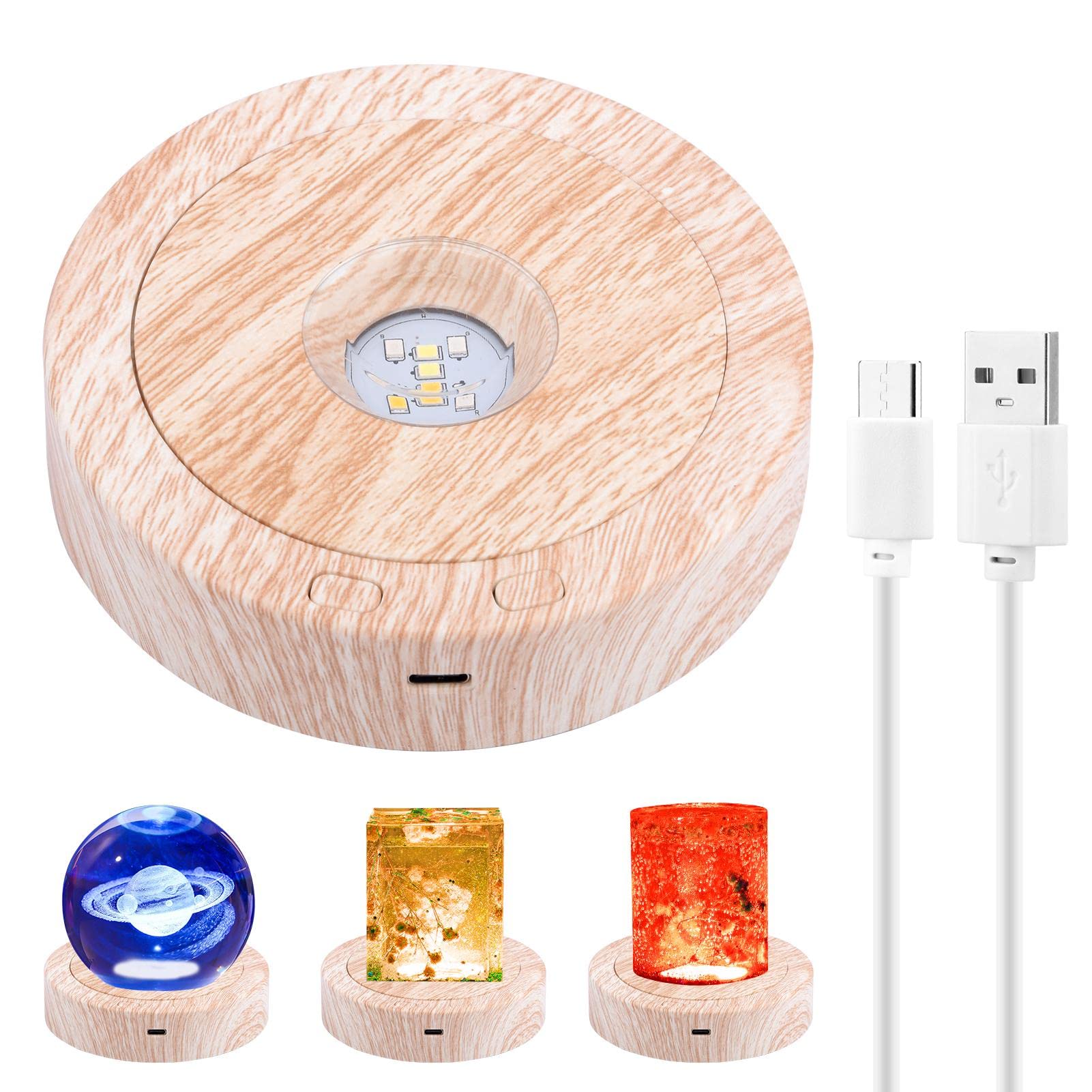 Tongdejing Wood Light Display Base, Rotating Display Stand, LED Display ...