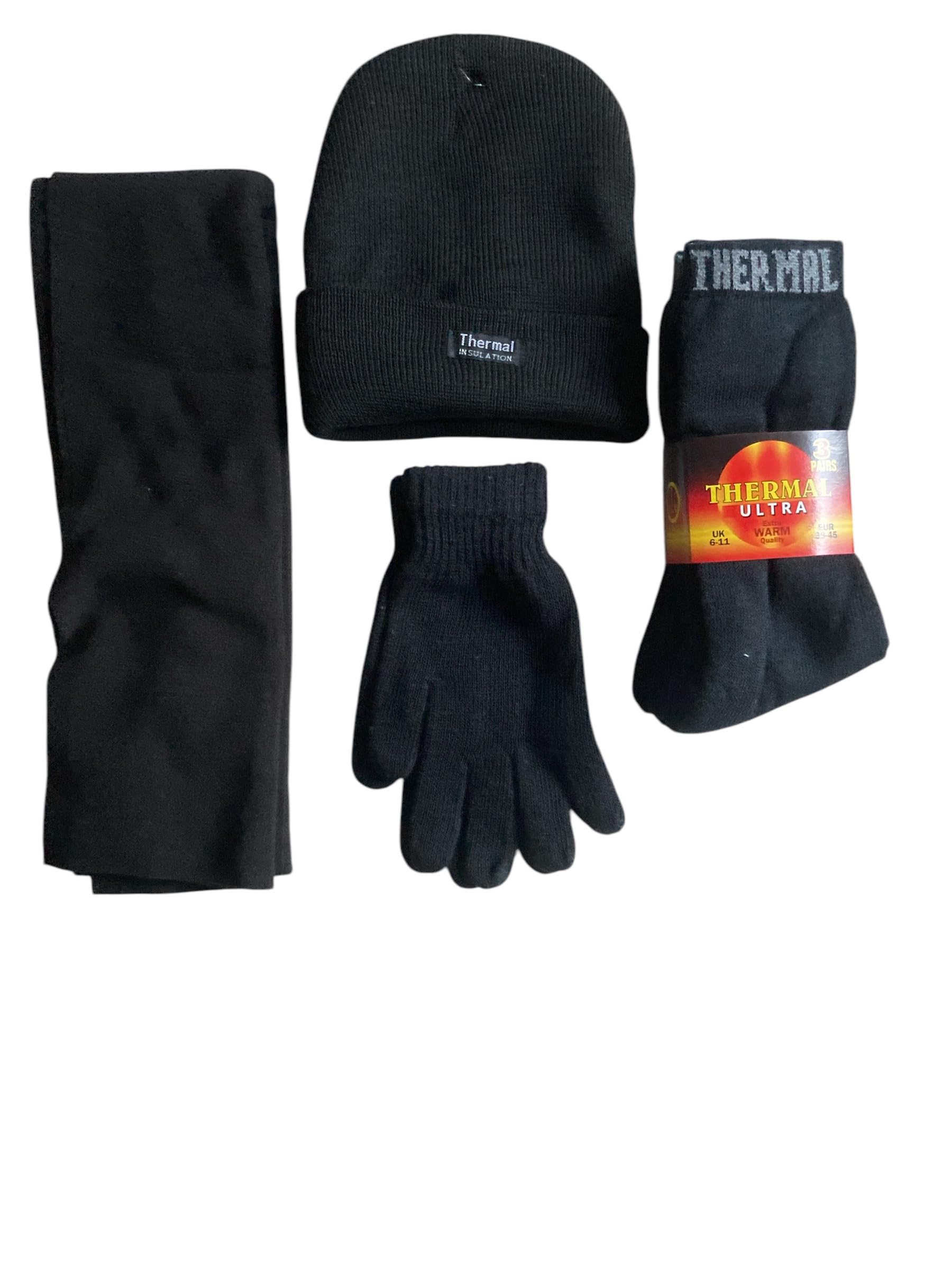 Men's Thermal Winter Accessory Set, Hat, Gloves, 3 Pairs Socks, Fleece ...