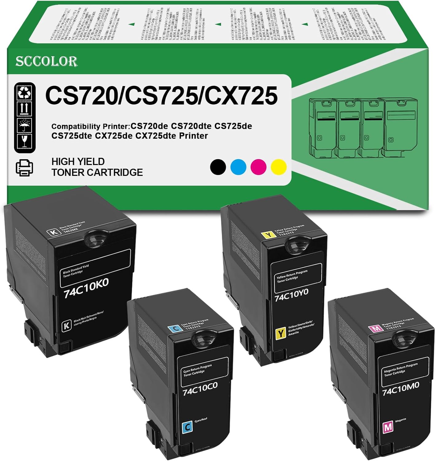 Amazon.com: CS720 CS725 CX725 Toner Cartridge High Yield Compatible ...