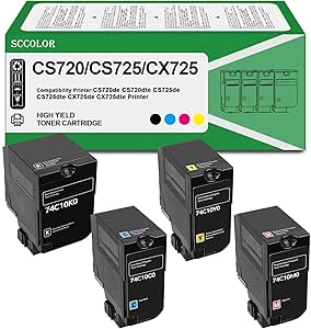 Amazon.com: CS720 CS725 CX725 Toner Cartridge High Yield Compatible ...