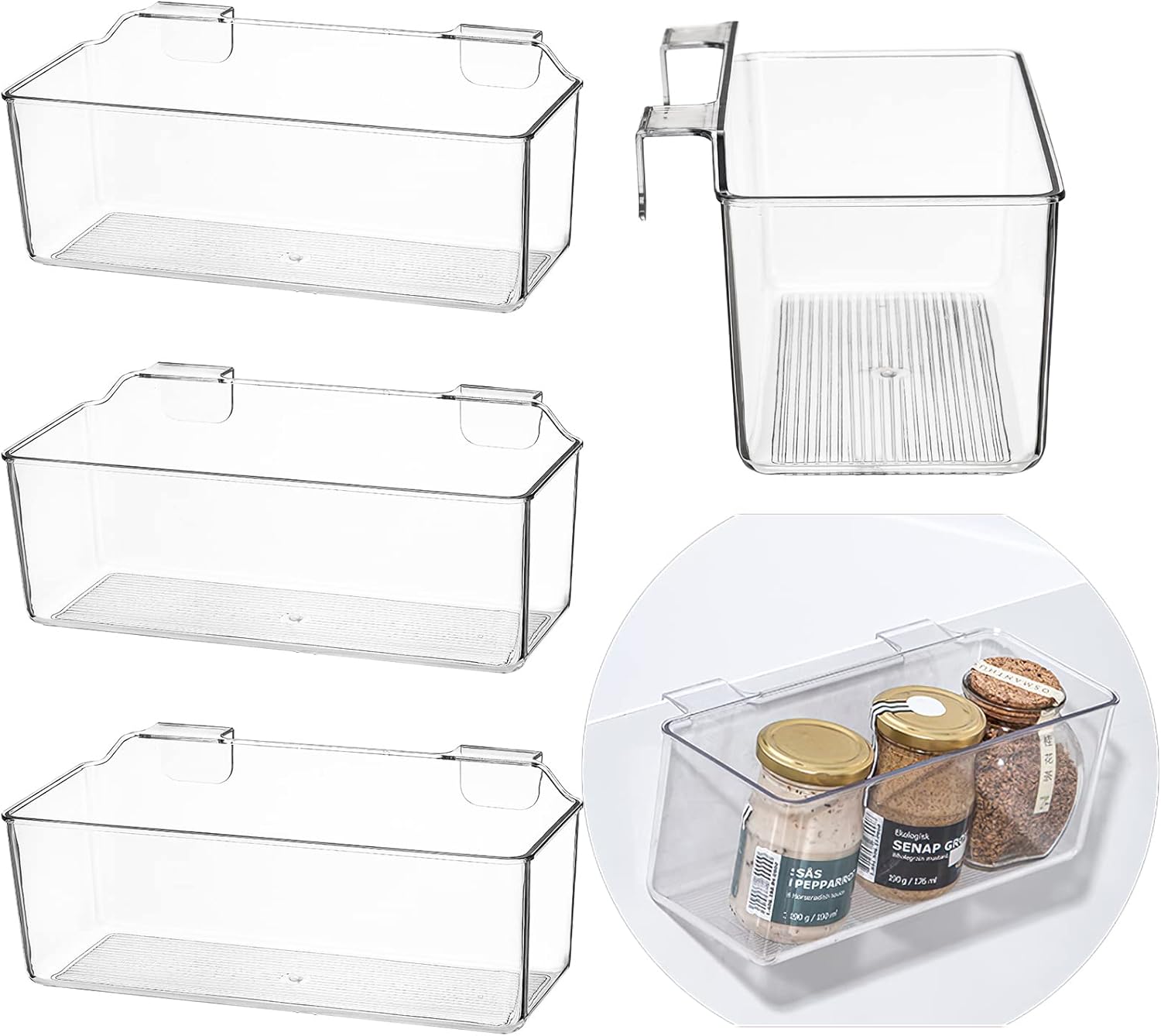 Amazon.com - Kingrol 4 Pack Over the Cabinet Door Organizer Bins, Wall ...