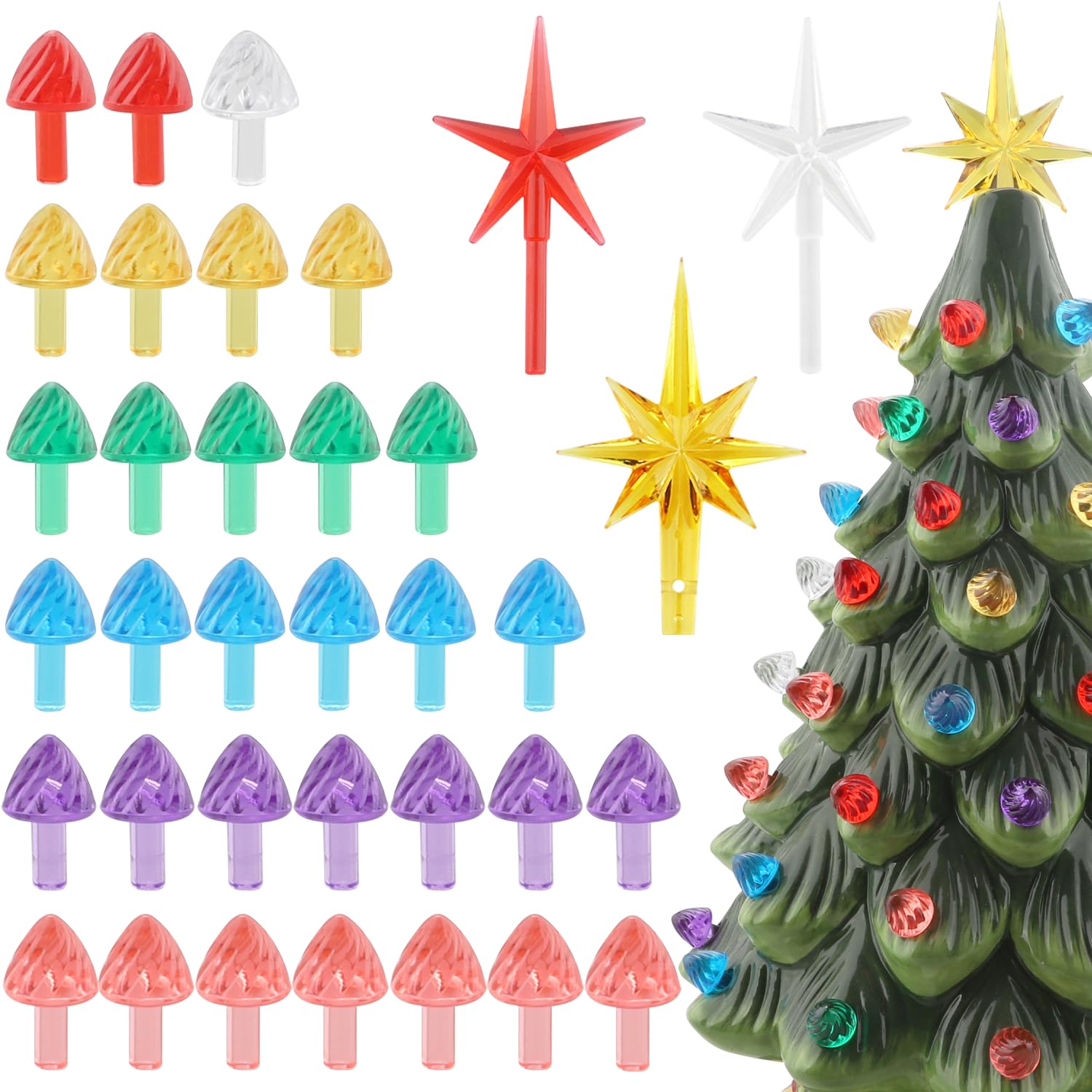 Amazon.com: Ceramic Christmas Tree Replacement Light Bulbs Set, 140Pcs ...