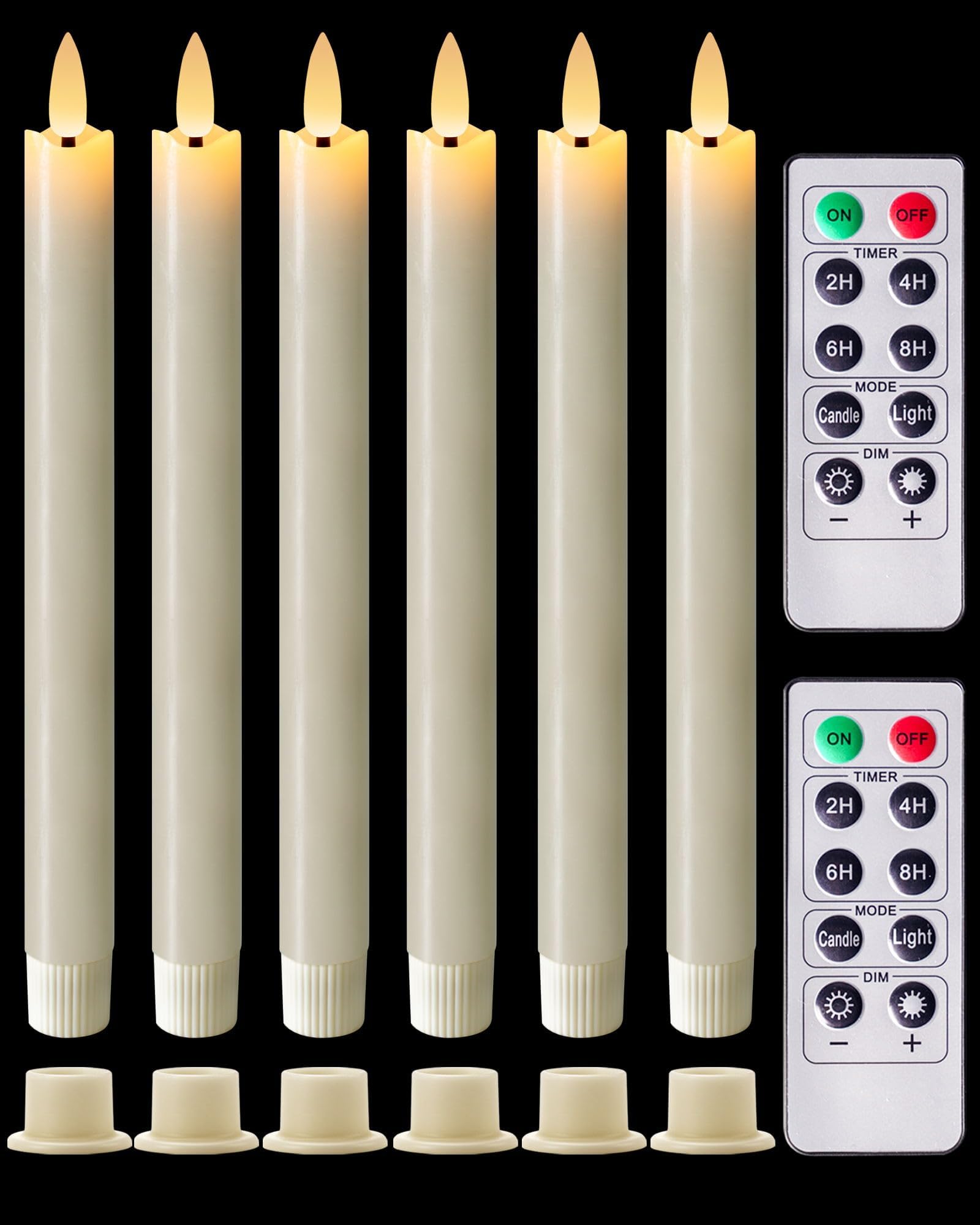 Amazon.com: Homemory Real Waxy Flameless Taper Candles with Remote ...