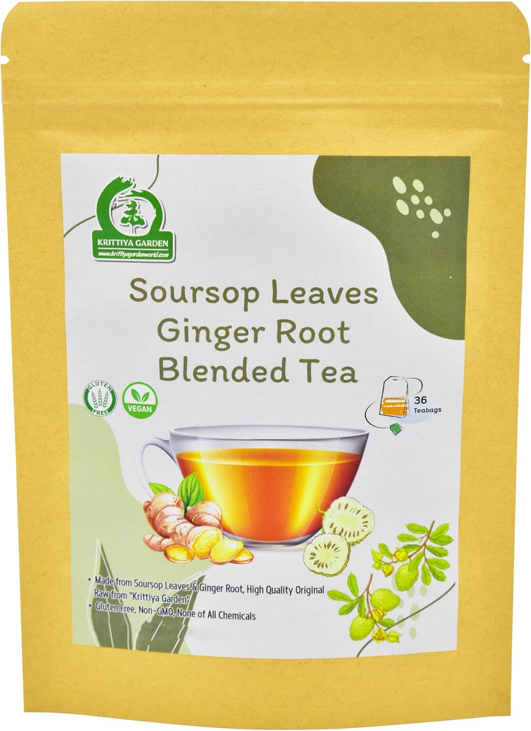 Soursop Leaves Ginger Root Blended Tea 36-Teabags (1.9oz/54g) - X2 ...