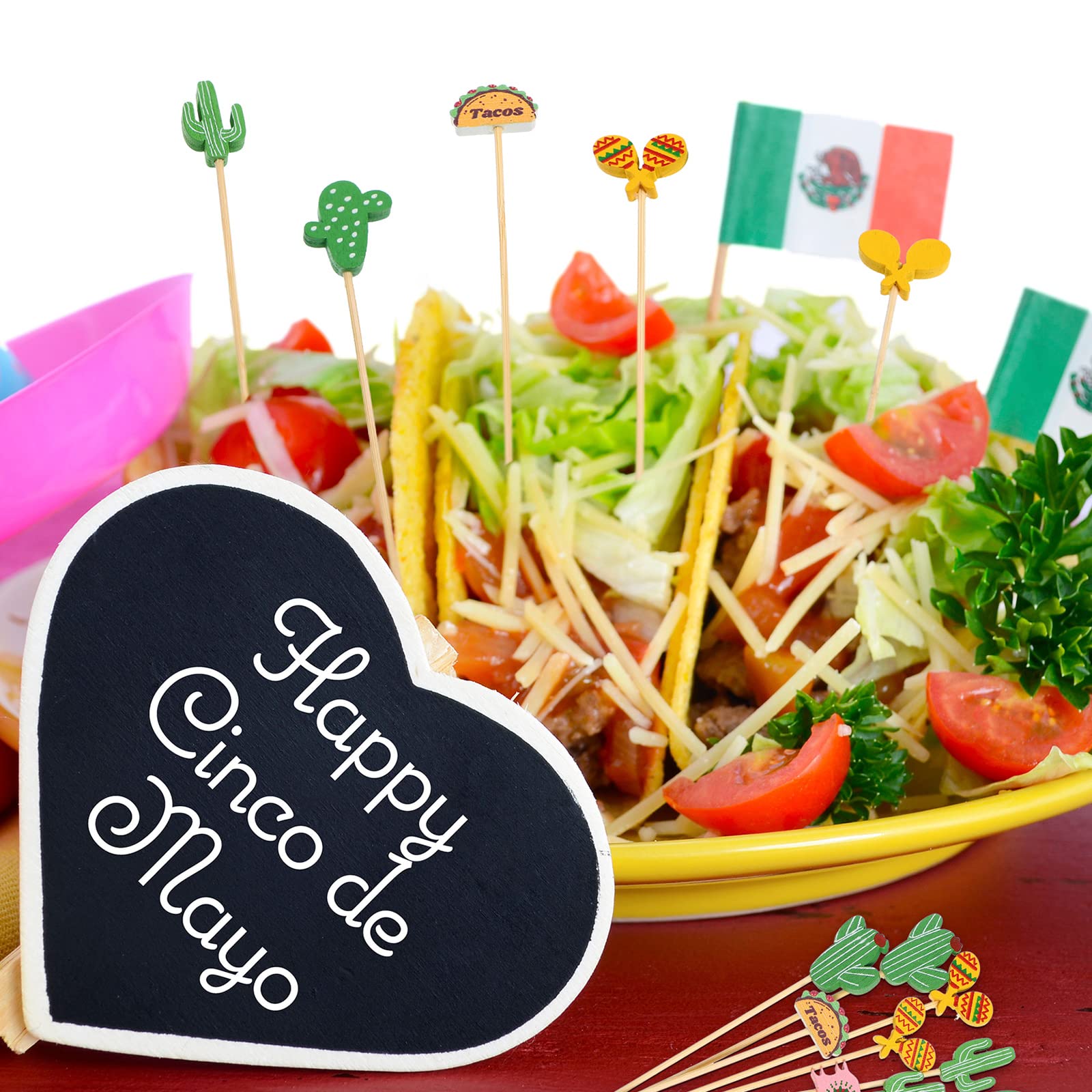 Snapklik.com : 200 Pieces Fiesta Cupcake Toppers Mexican Fiesta ...