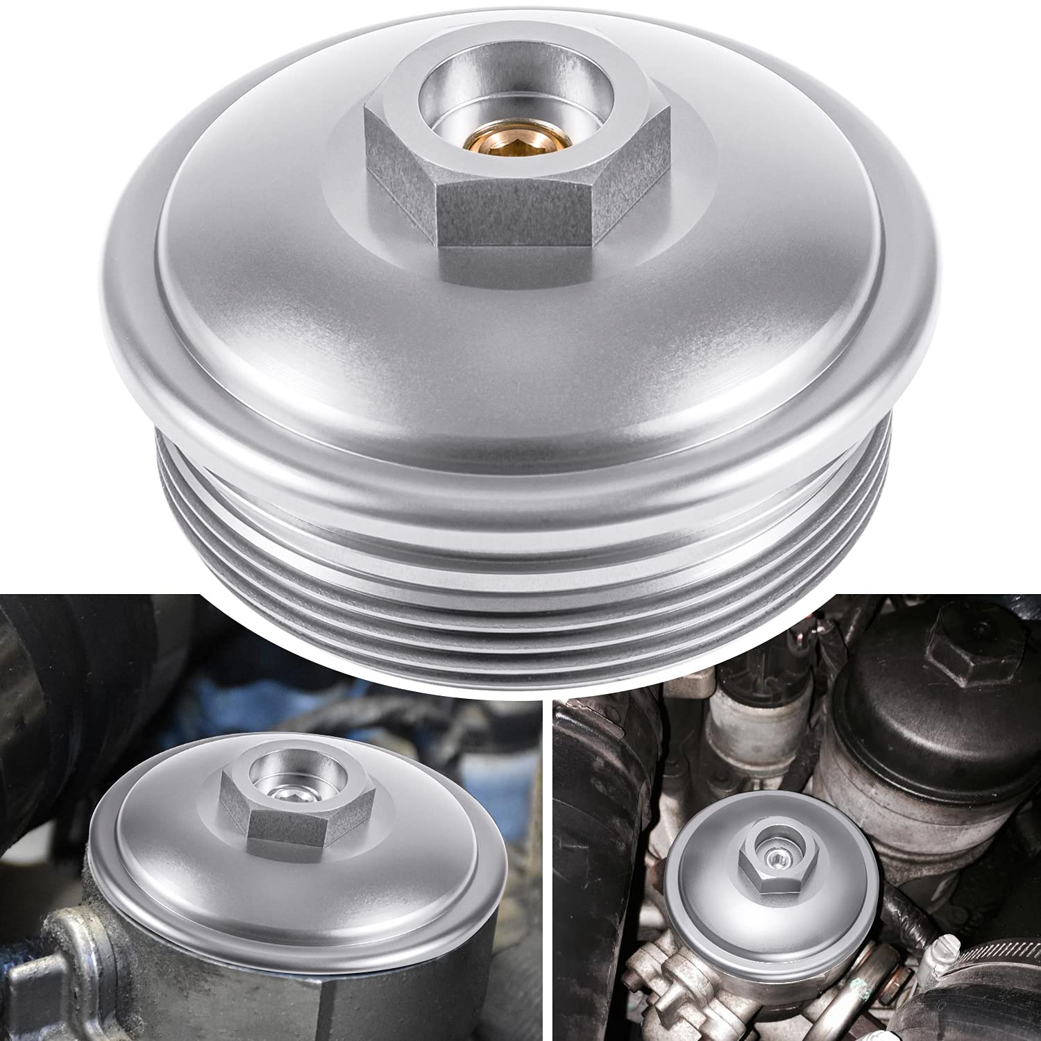 Buy Fuel Filter Cap Silver Aluminum For 2003-2007 Ford 6.0L Powerstroke ...