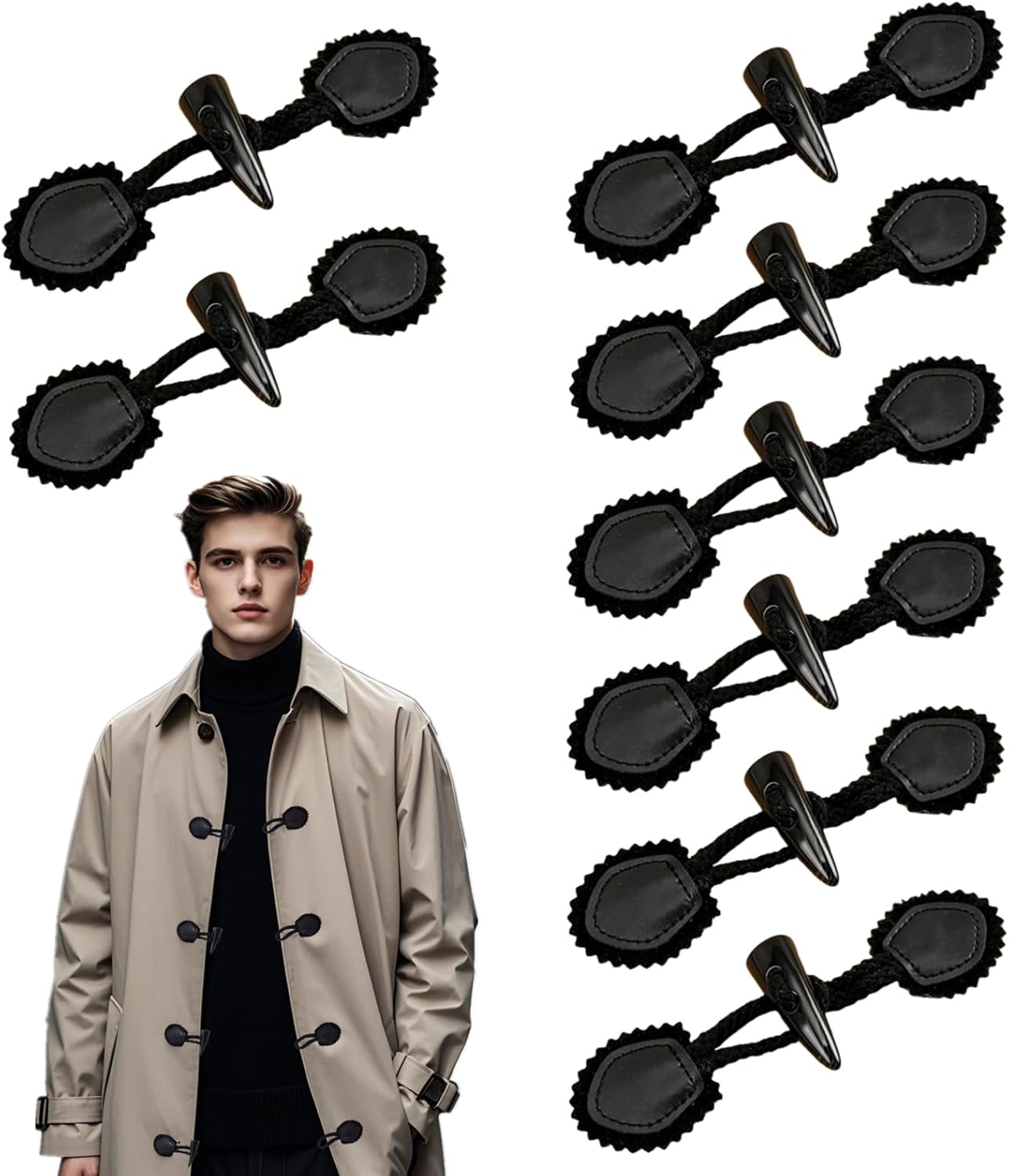 Amazon.com: YiXjiuBP 8 PCS Sew-On Toggles with Resin Horn Buttons Leather Button Loops for ...