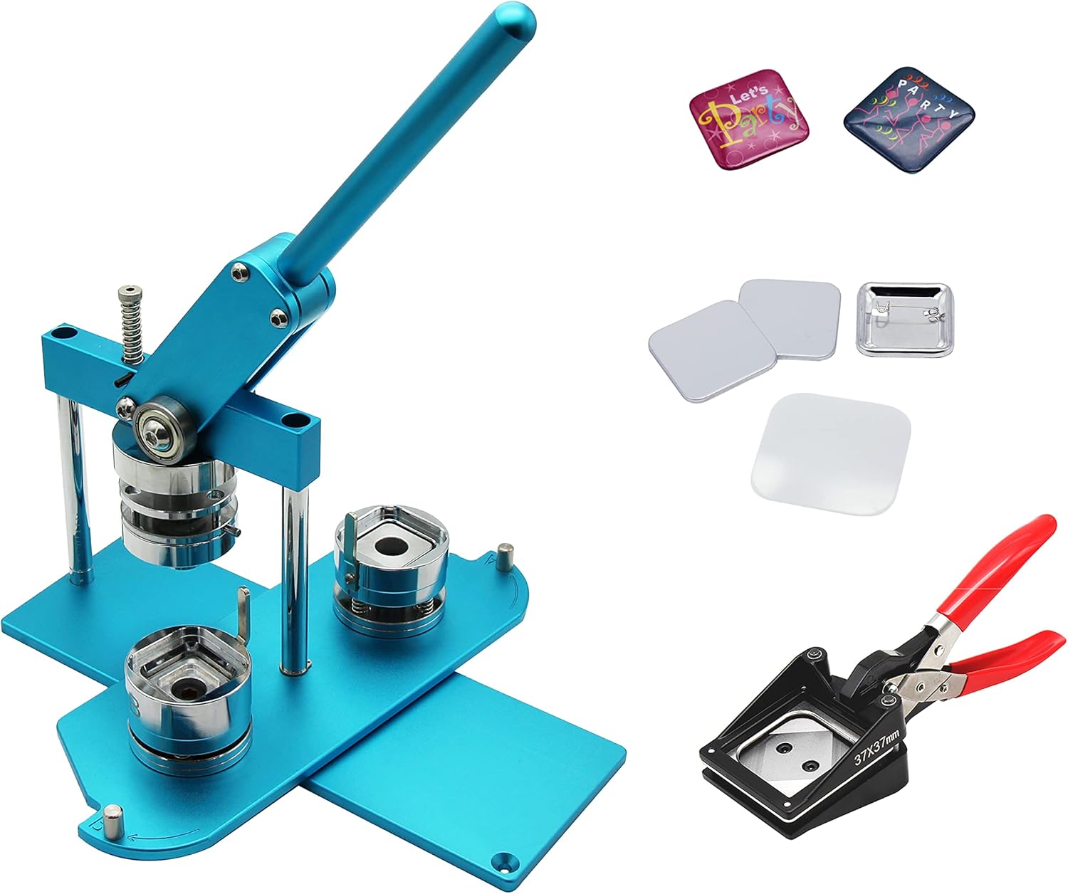 Amazon.com: ChiButtons (KIT) 37mm Square (1.5X1.5") Pro Badge Machine ...