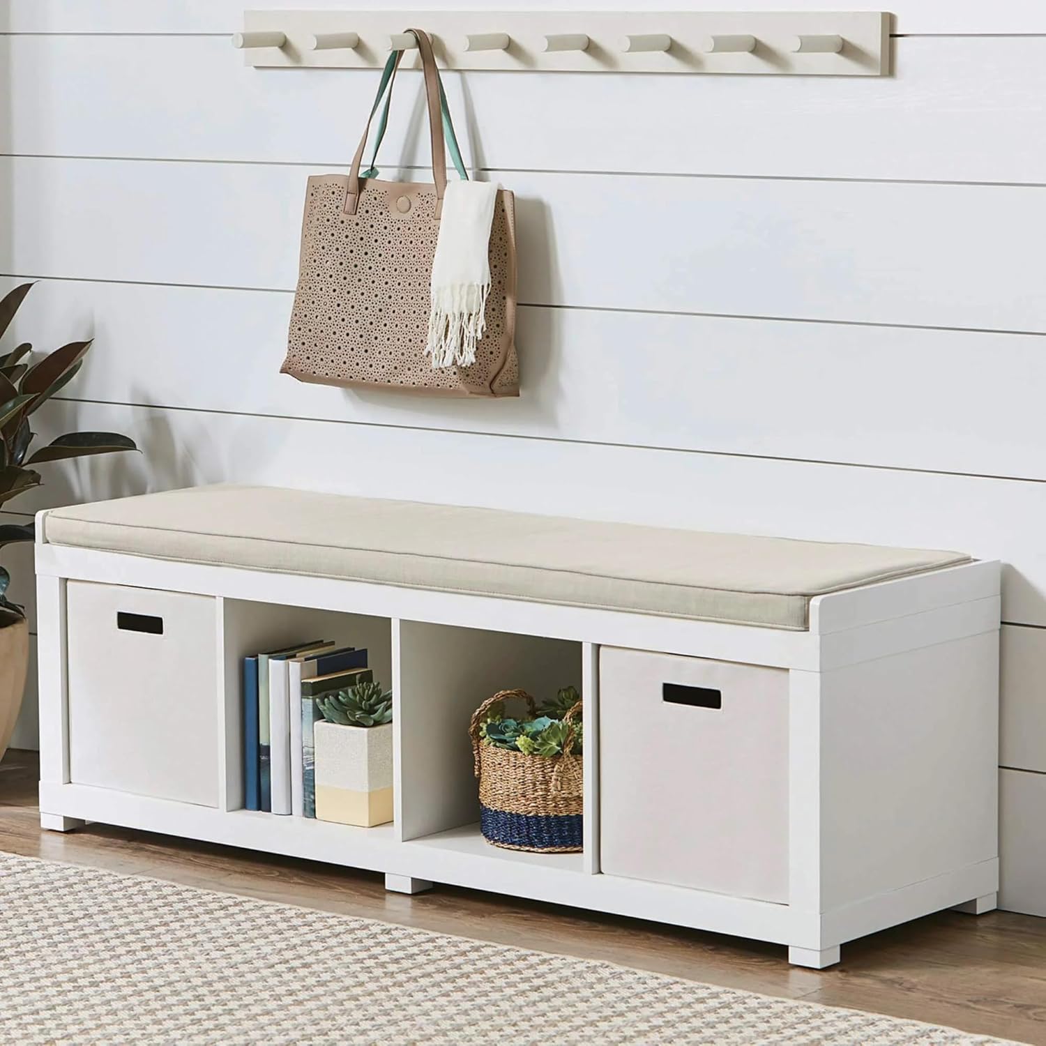 Amazon.com: Better Homes and Gardens Storage Organizer Bench, (4-Cube ...