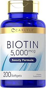 Amazon.com: Carlyle Biotin 5000mcg Softgels | 200 Count | Vitamins for ...