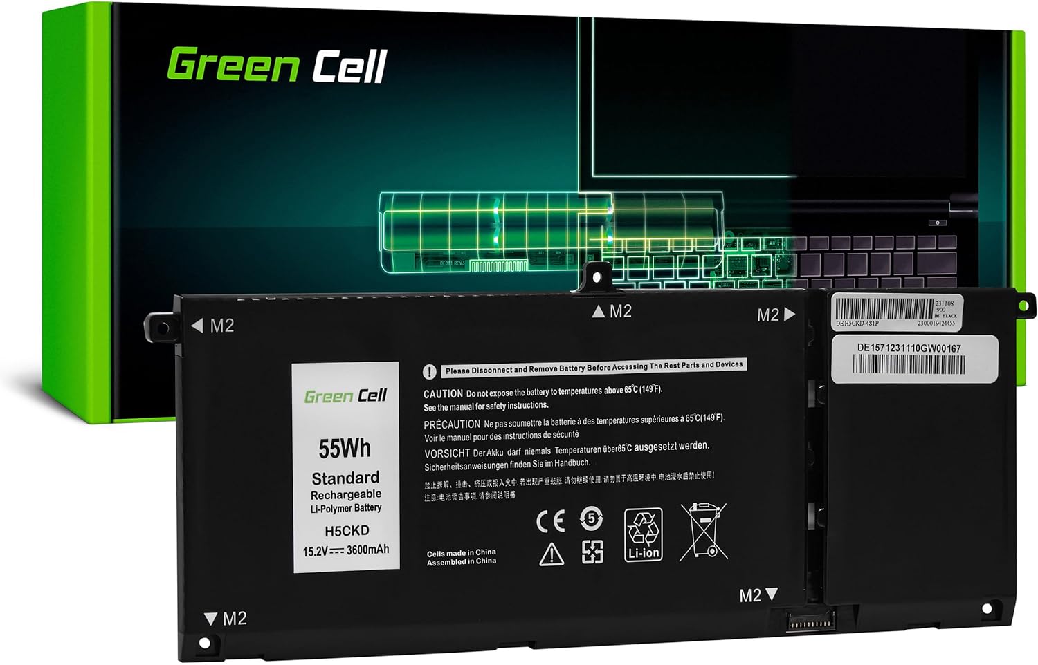 Green Cell Batterie H5CKD TXD03 pour Ordinateur Portable Dell Inspiron ...