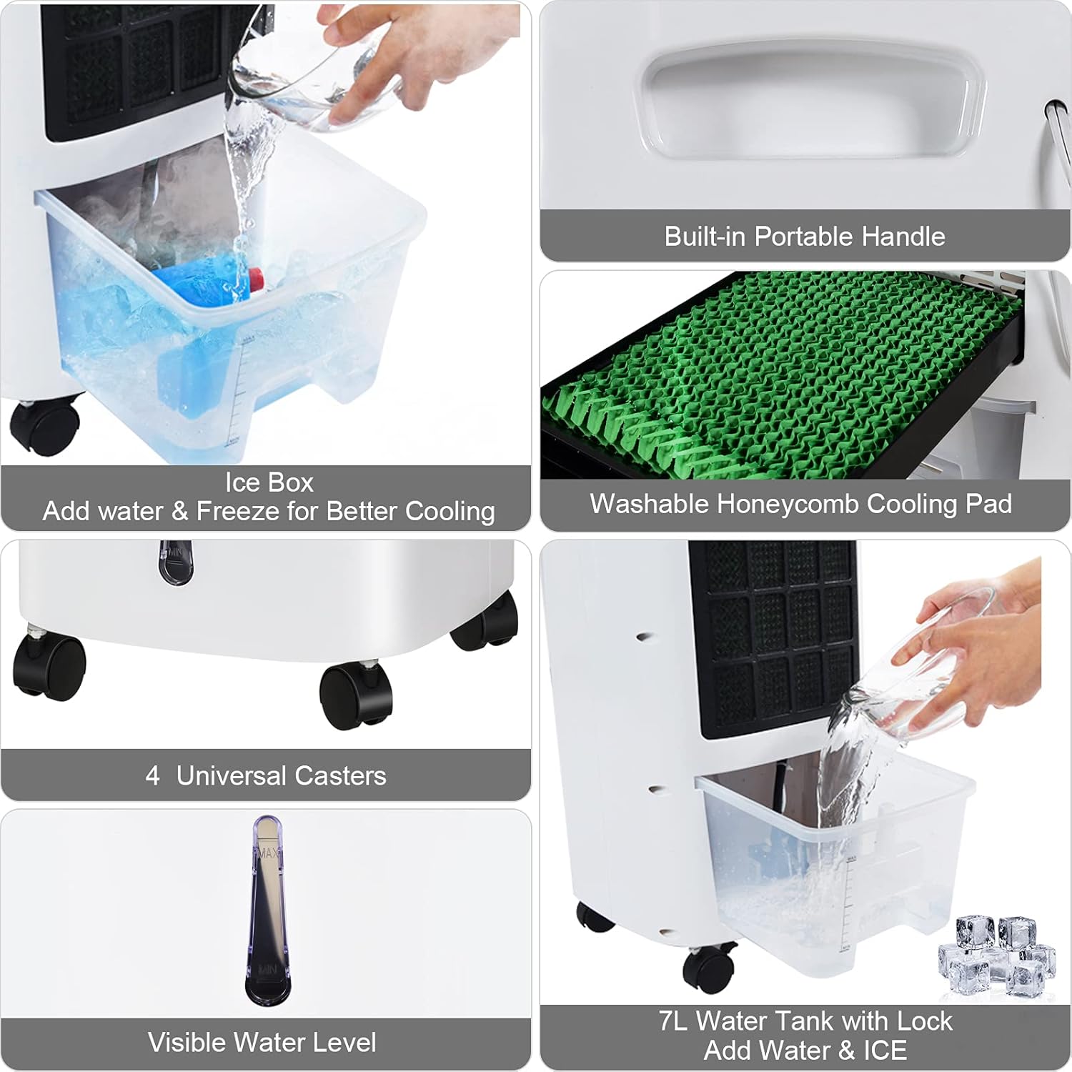 3.5L Water Tank Cooler GOFLAME Evaporative Air Cooler Portable - 3-in-1 ...